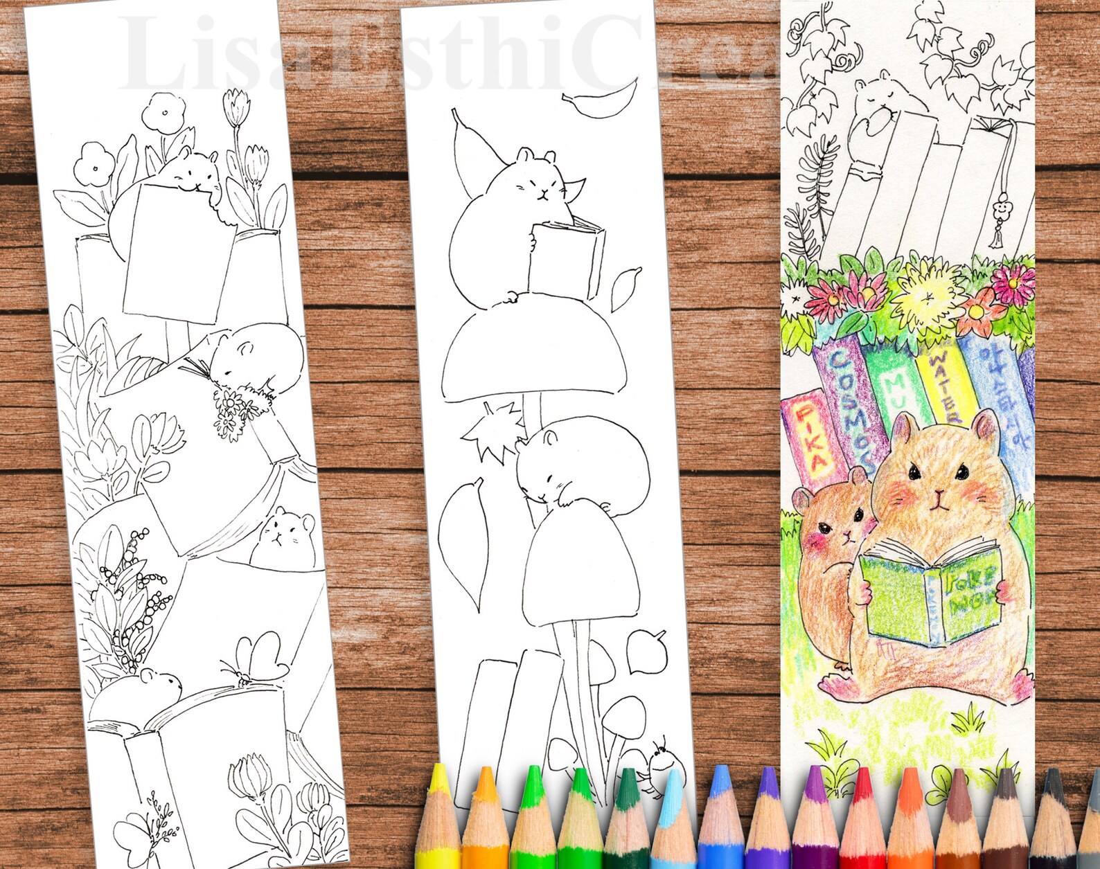 Printable Bookmark Set, 3 Coloring Bookmark Bundle With Pika ...