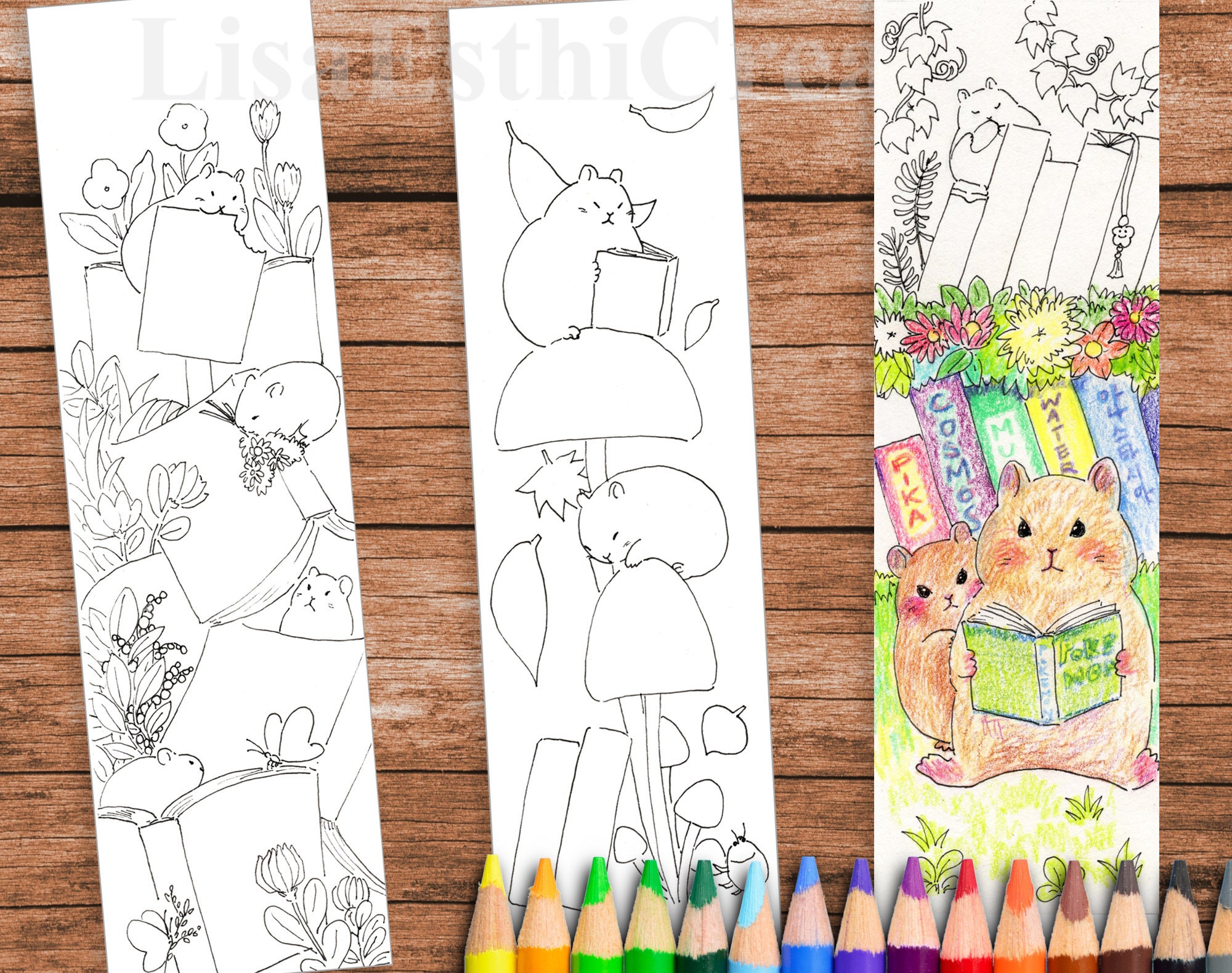 Printable Bookmark Set, 3 Coloring Bookmark Bundle With Pika ...