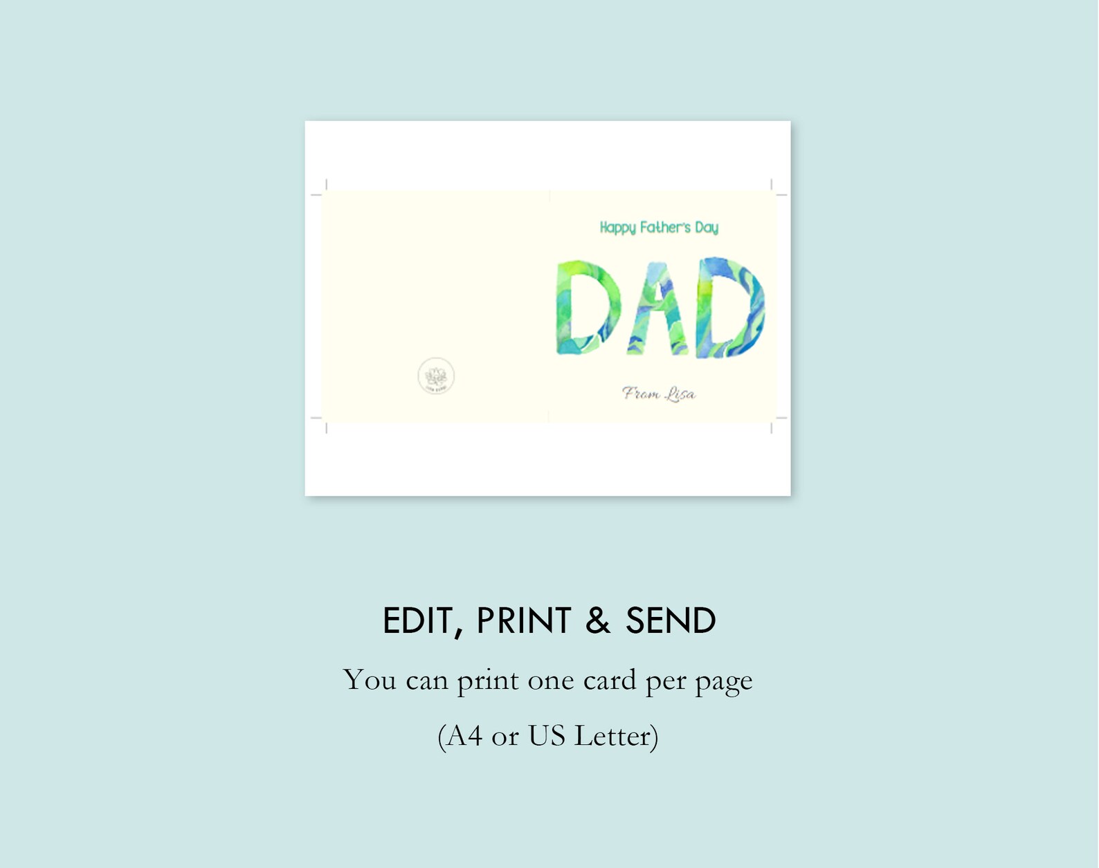 Editable Printable Father's Day Card, Card for Dad, Happy Father's Day ...