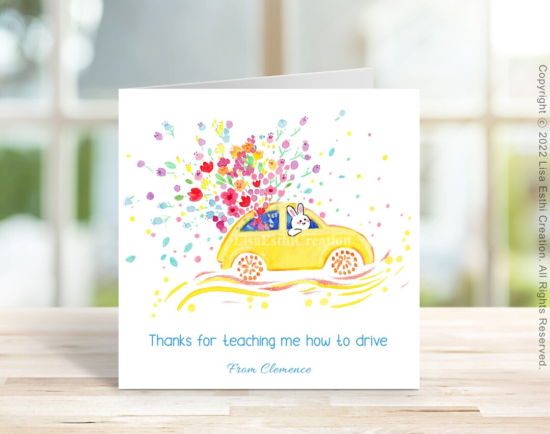 PRINTABLE Editable Thank You Card - Thanks for Teaching Me How to Drive ...