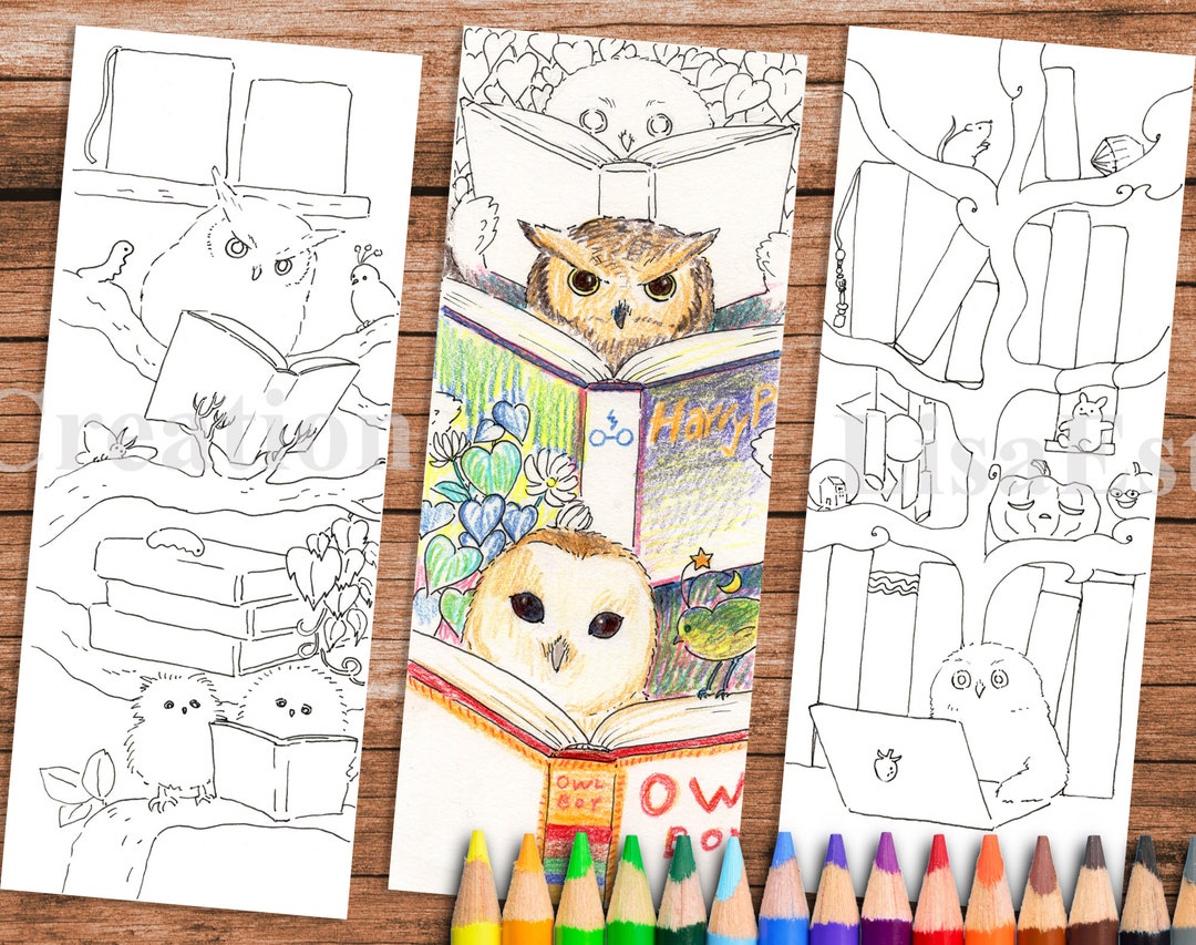 Printable Owl Bookmarks, 3 Coloring Bookmark Set, Reading Owls, Bundle ...