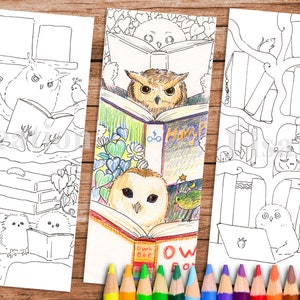 Printable Owl Bookmarks, 3 Coloring Bookmark Set, Reading Owls, Bundle ...