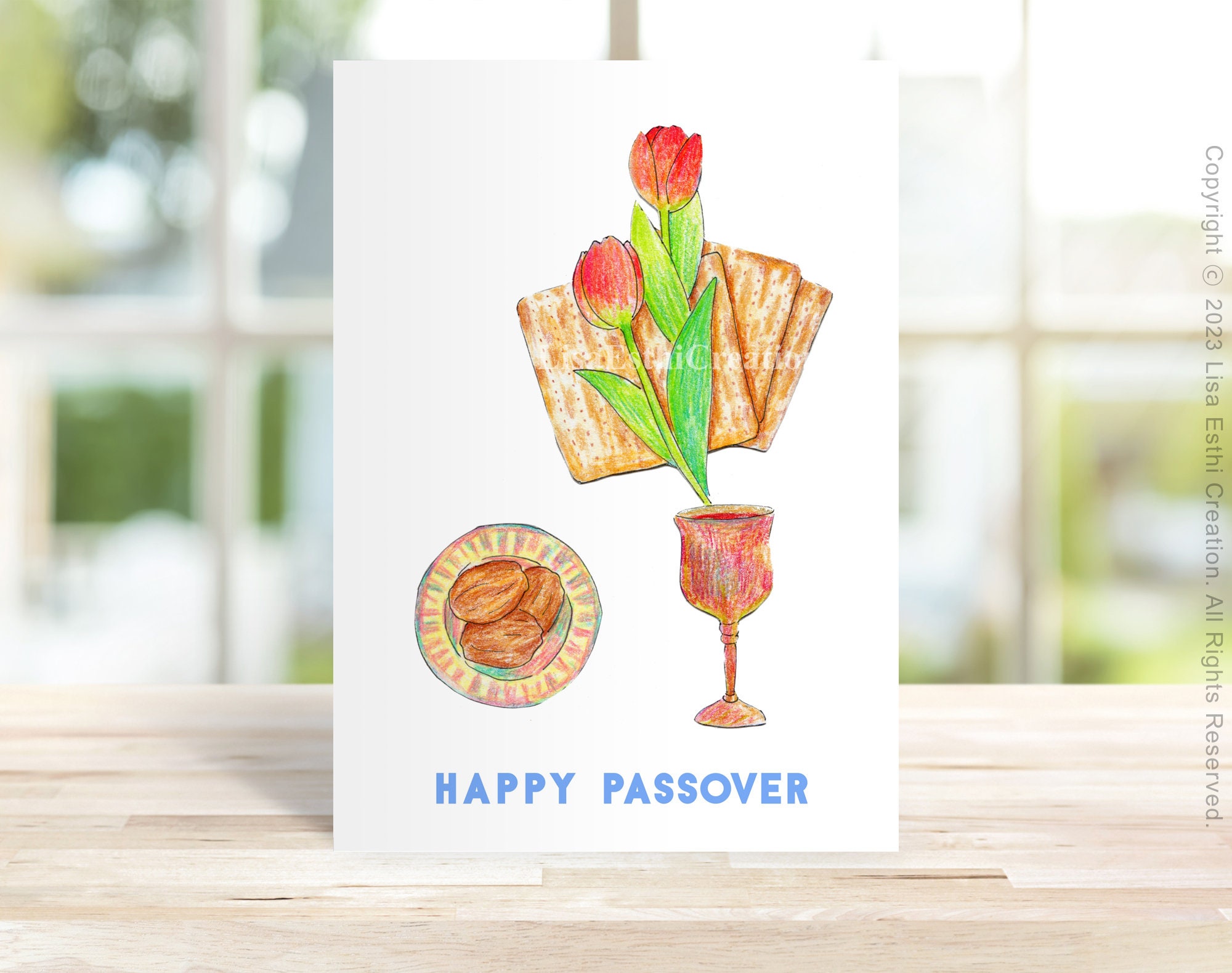PRINTABLE Editable Happy Passover Card, Passover Meal Illustration ...