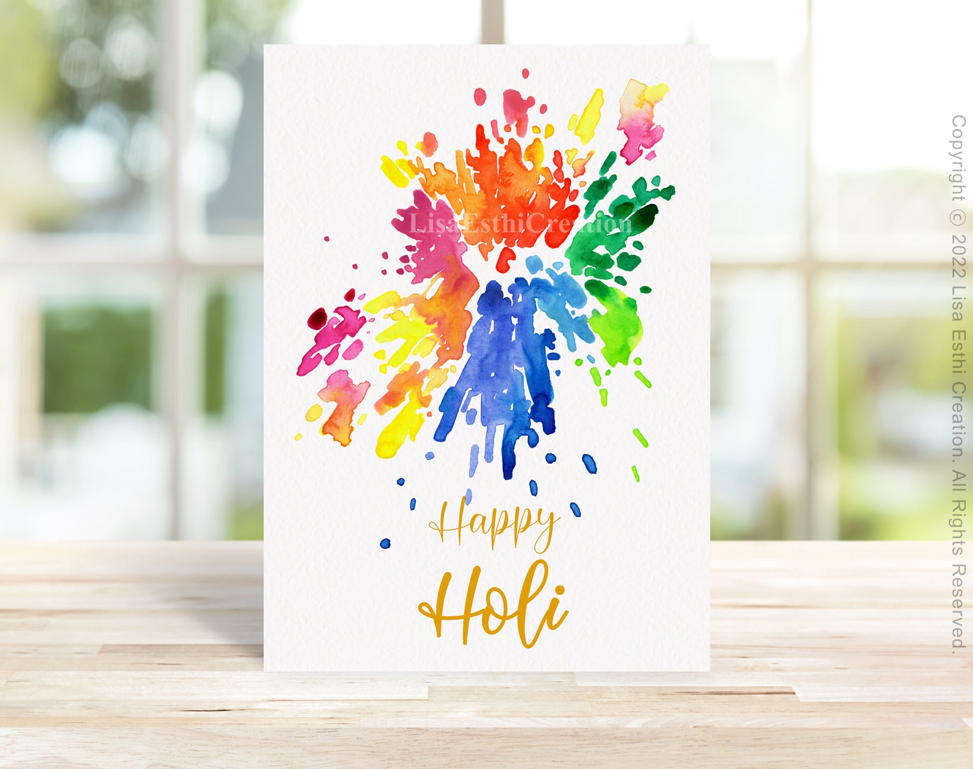 Printable Holi Card, Festival of Colors, Festival of Love, Gulal Splat ...
