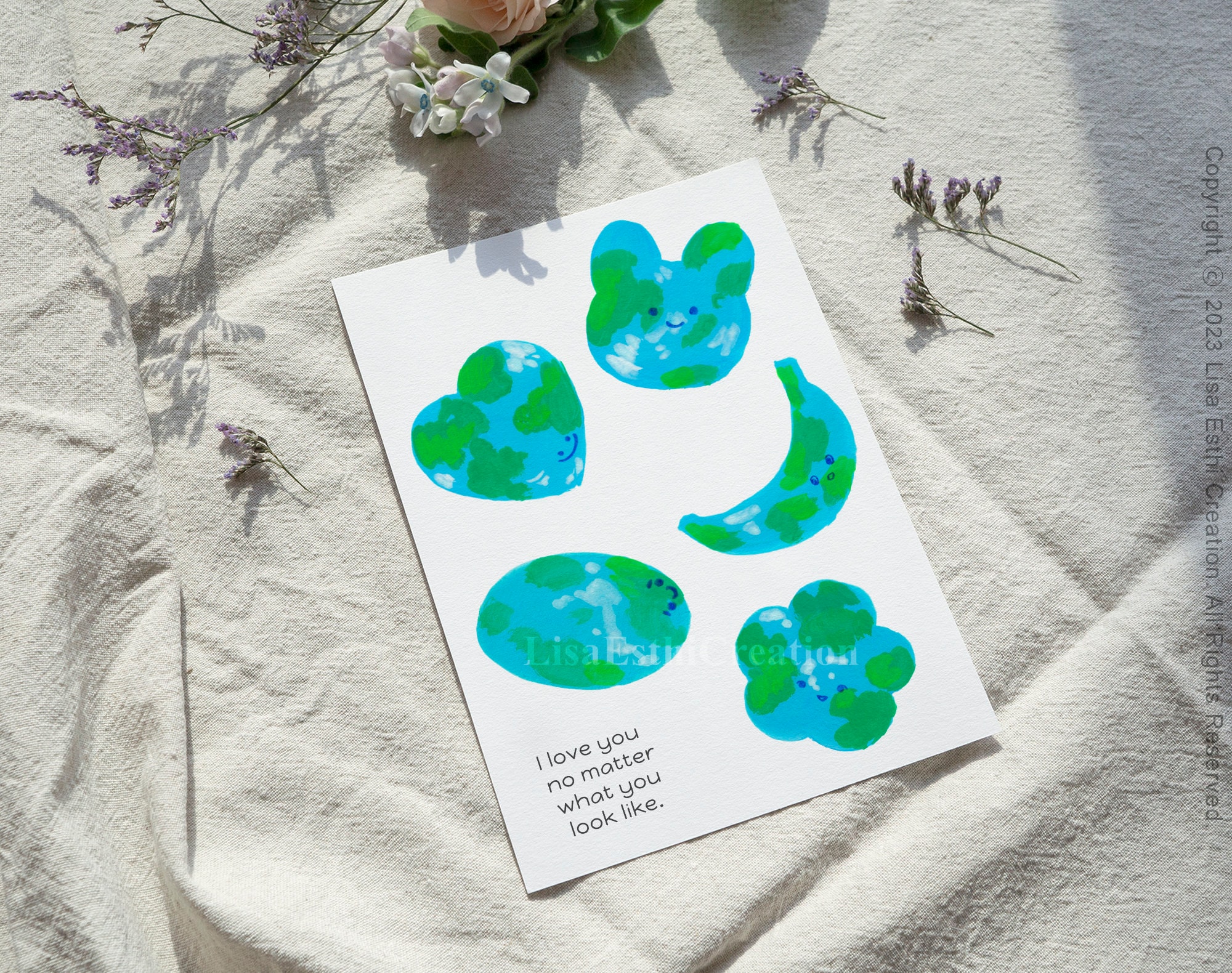 Printable Editable Earth Card, I Love You No Matter What You Look Like ...