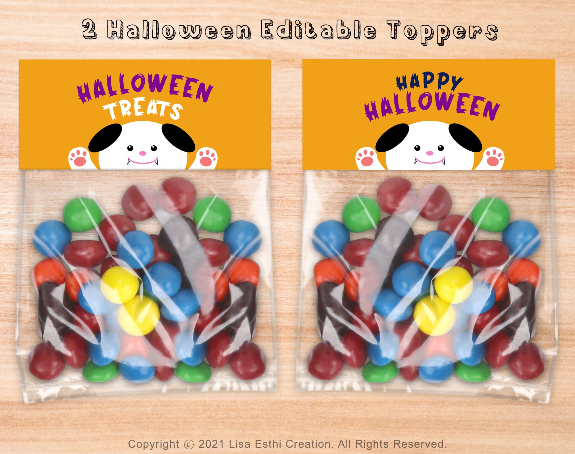 EDITABLE Printable Treat Bag Topper for Trick-or-treating, Halloween ...