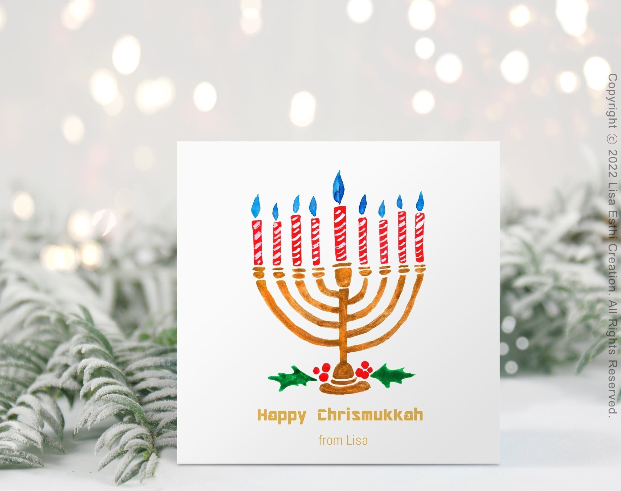 Printable Editable Chrismukkah Card, Christmas and Hannukkah Card ...