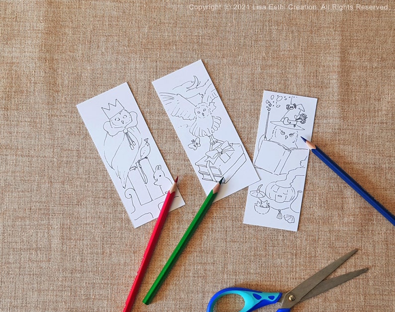 Printable Coloring Bookmark Set, 3 Owl Bookmarks, Book Lover Owls ...