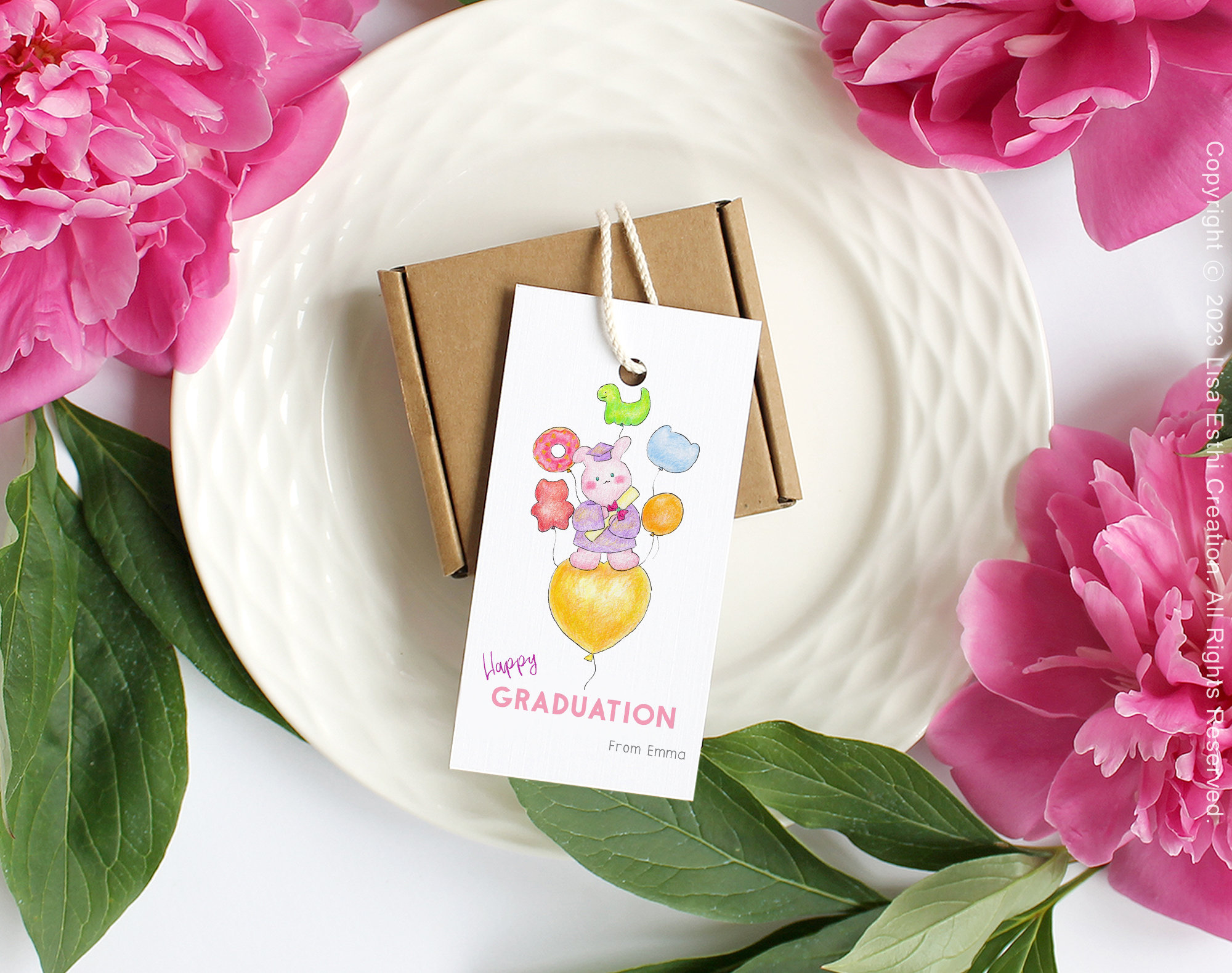 Printable Graduation Gift Tag, Cute Rabbit Tag, Kindergarten Primary ...