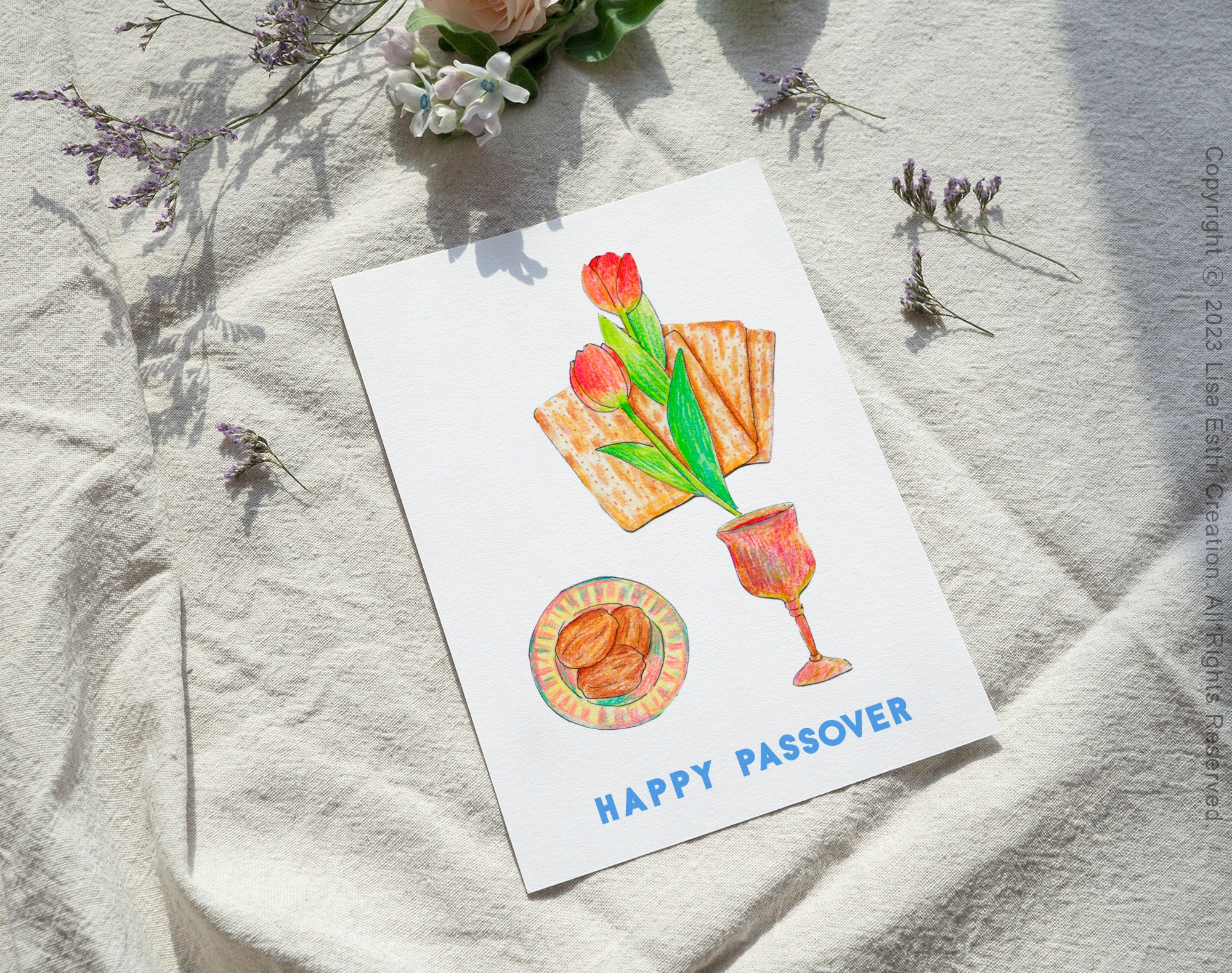 PRINTABLE Editable Happy Passover Card, Passover Meal Illustration ...