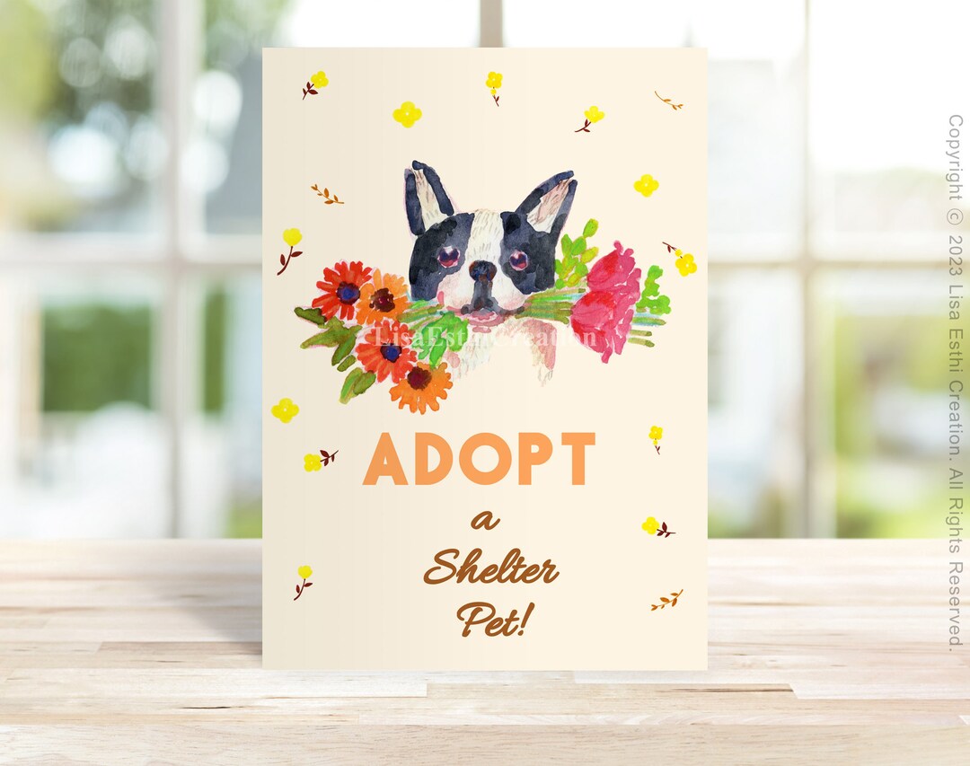 Editable Printable Adopt a Shelter Pet Card, French Bulldog Dog Card ...