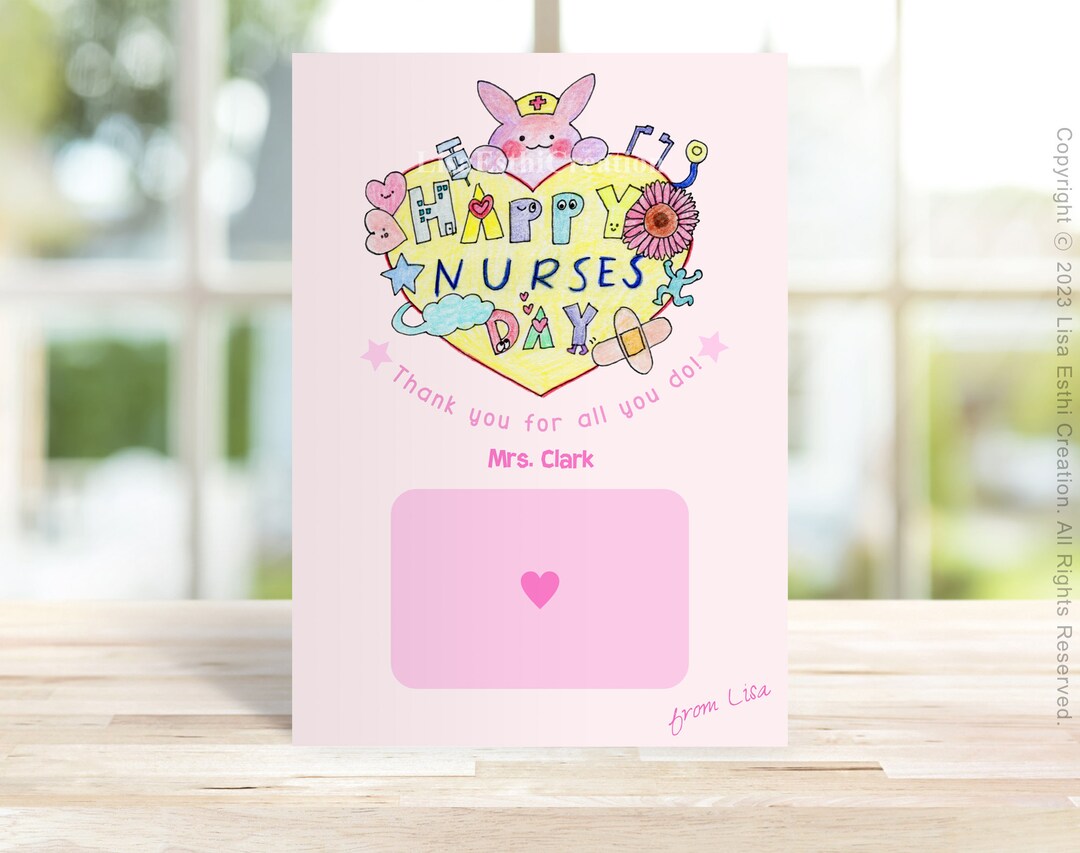 Printable Nurse Card, Happy Nurses Day, Nurses Week Gift Card Holder, Thank You Nurse Card ...