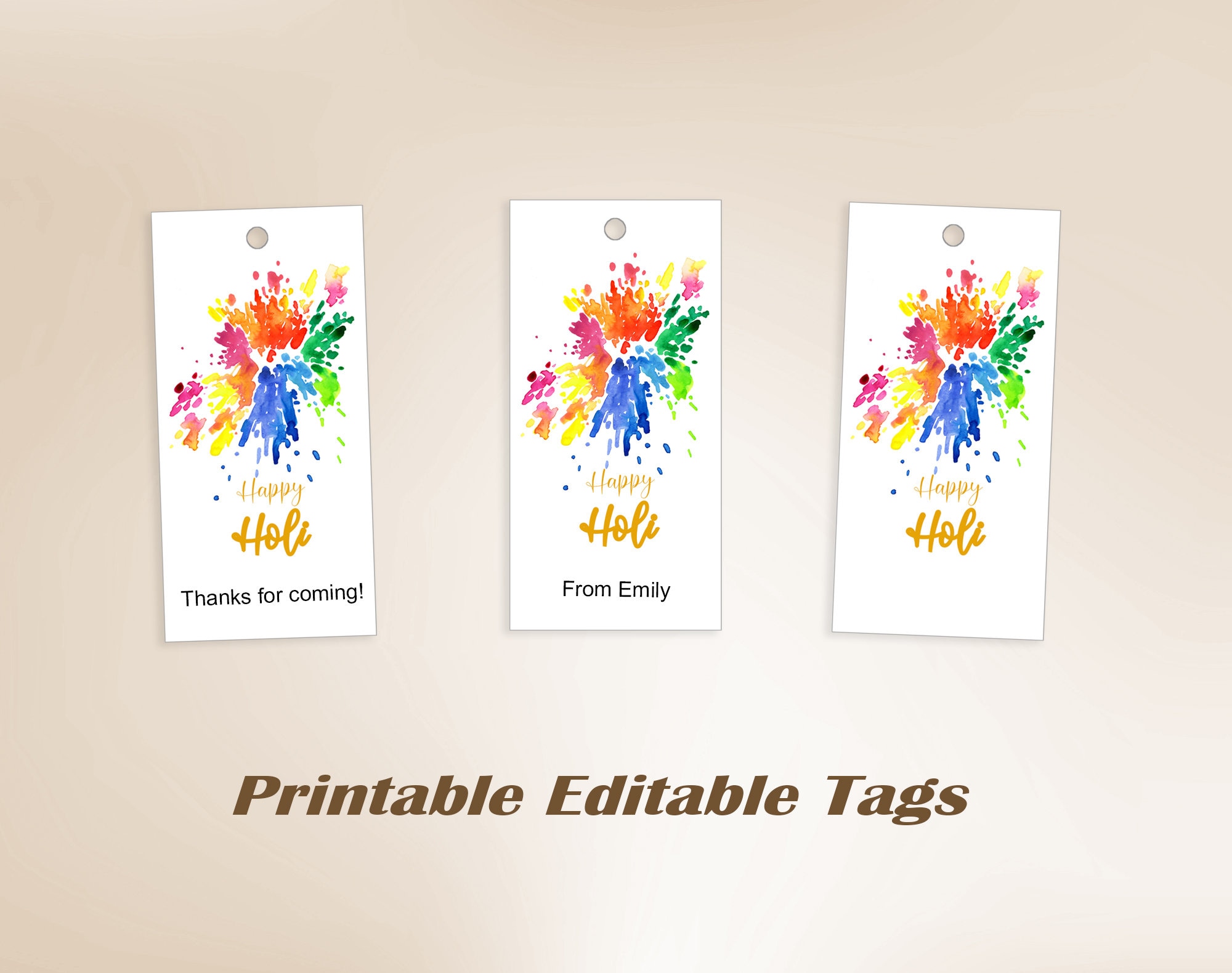 EDITABLE Printable Holi Tags PDF, Indian Celebration, Festival of ...