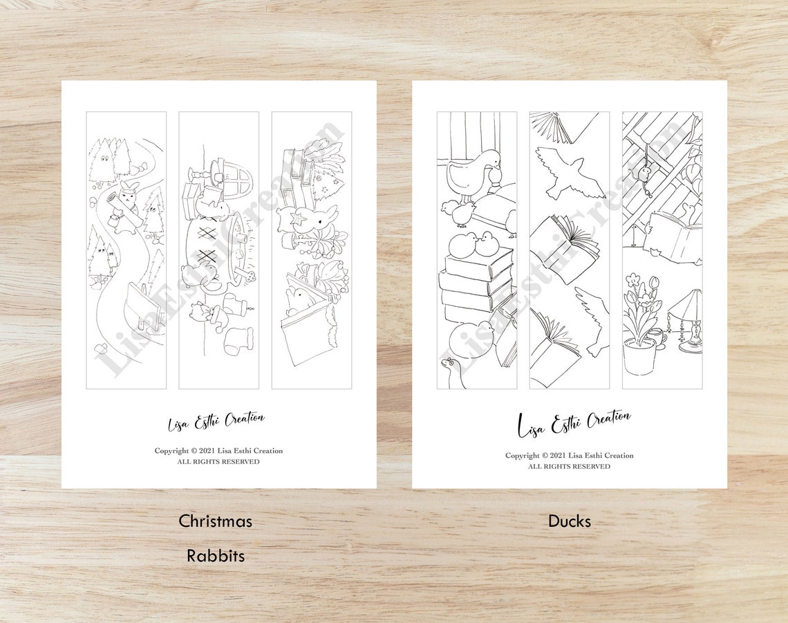 Printable Coloring Bookmark Set 30 Animal Bookmark Bundle - Etsy