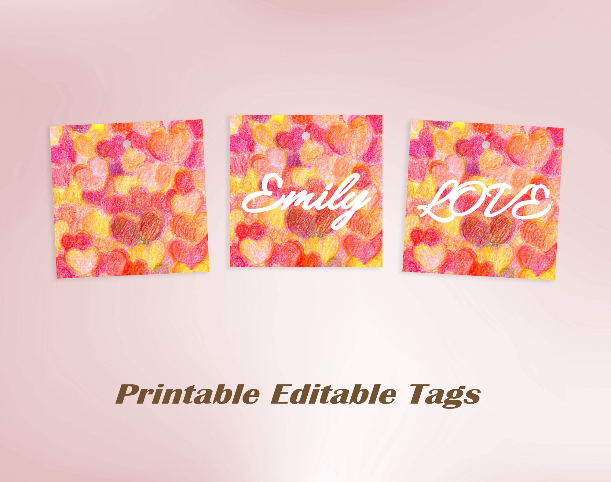 EDITABLE Printable Valentine's Day Gift Tag, Heart Love Gift Tag ...