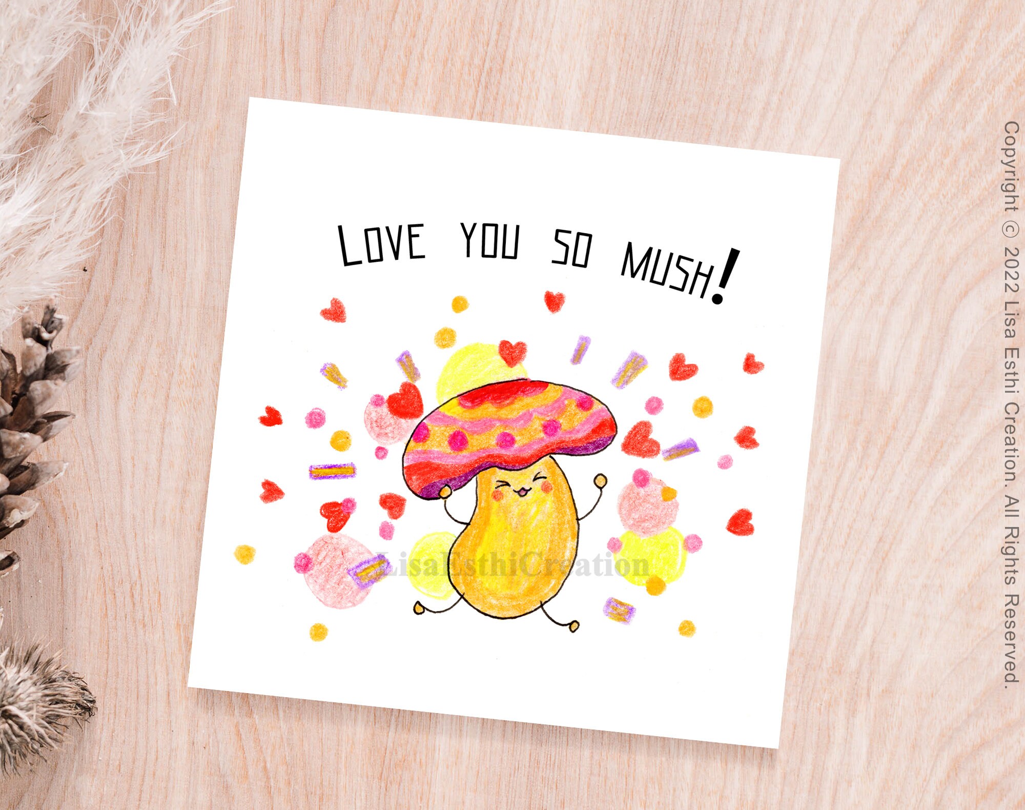 Printable Mushroom Card - Love You so Mush, Mushroom Father's Day Card ...