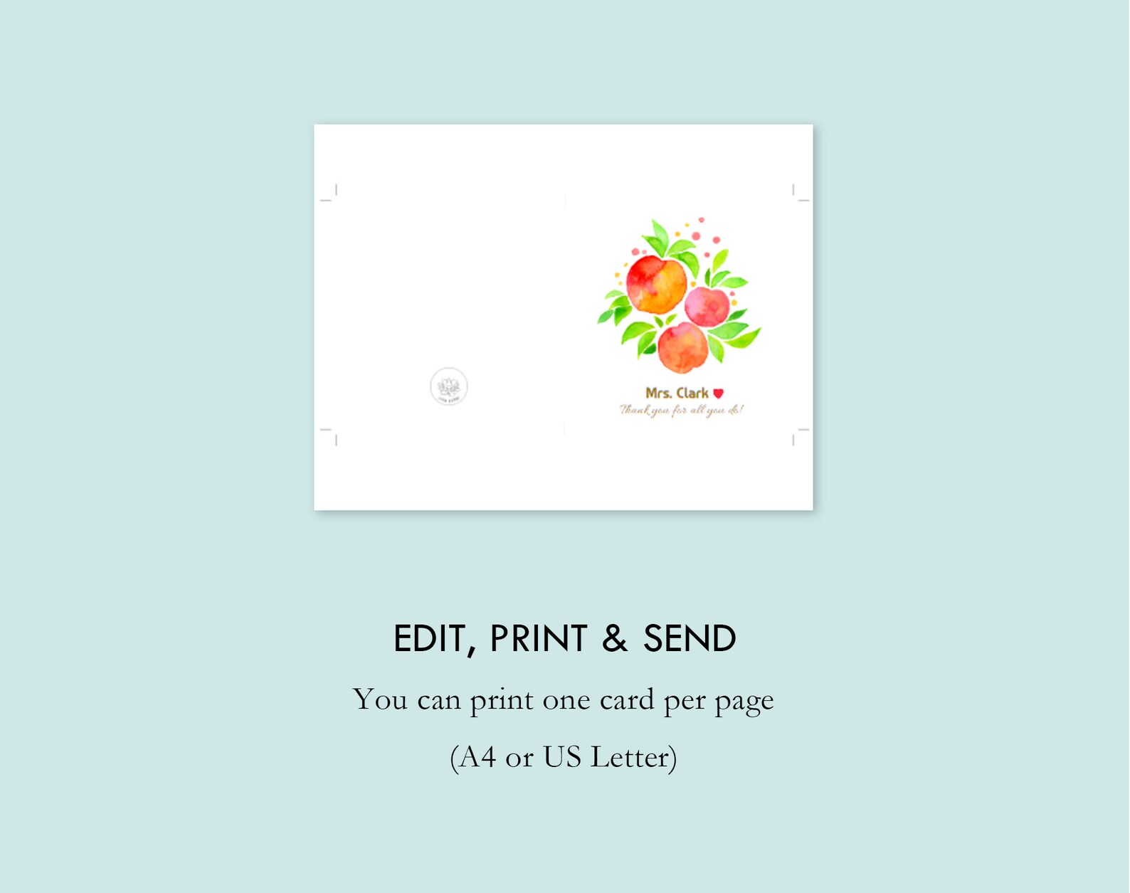 PRINTABLE Editable Teacher Card, Teacher's Day Card, Teacher ...