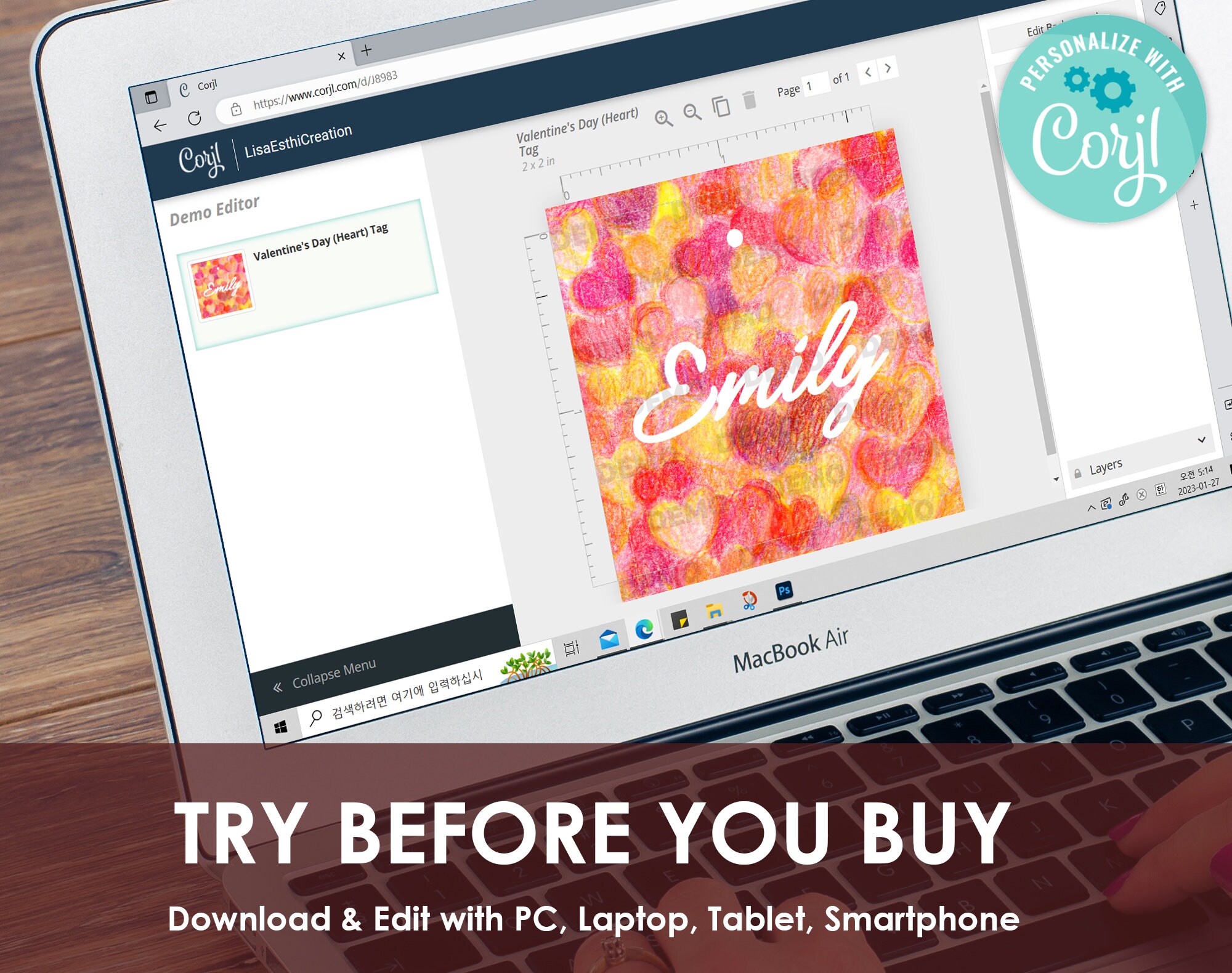 EDITABLE Printable Valentine's Day Gift Tag, Heart Love Gift Tag ...