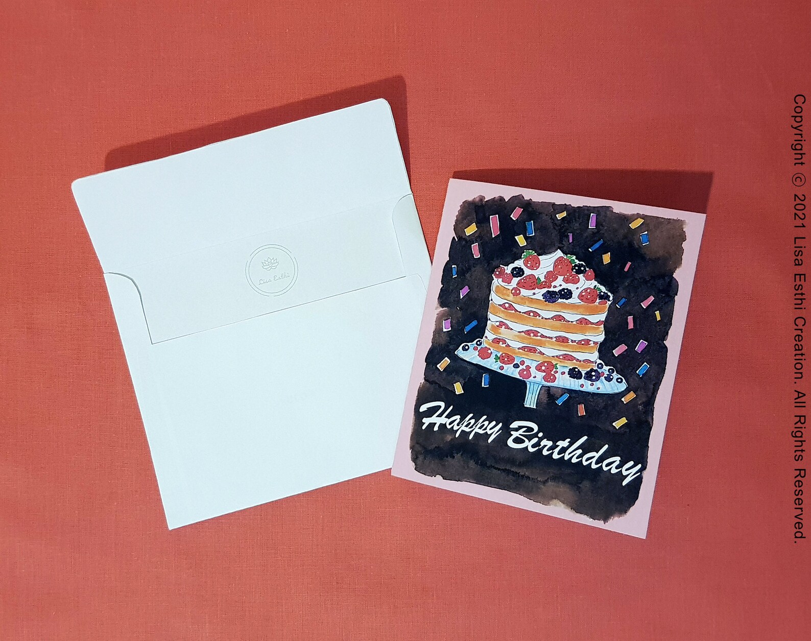 Printable Birthday Card and Envelope Set, Chocolate Birthday Cake ...