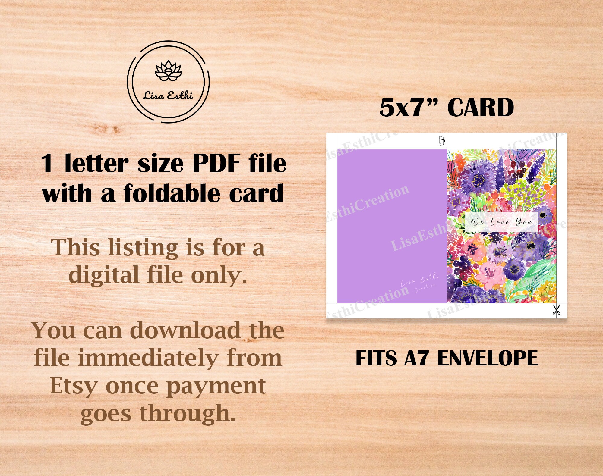 Printable Card, Valentine's Day Card, Flower Love Card, We Love You ...