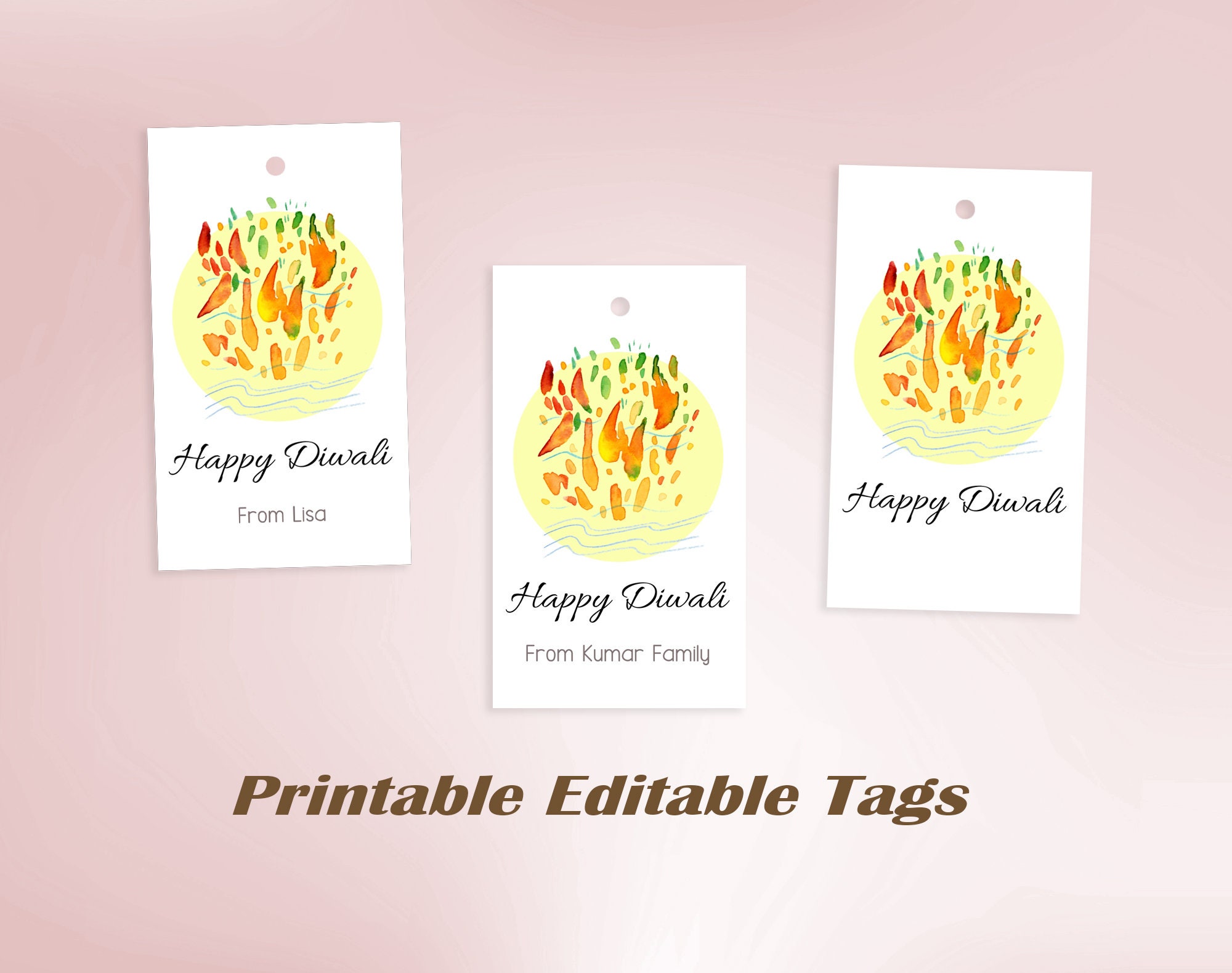 EDITABLE Printable Diwali Gift Tags on CORJL, Indian Festival of Lights ...
