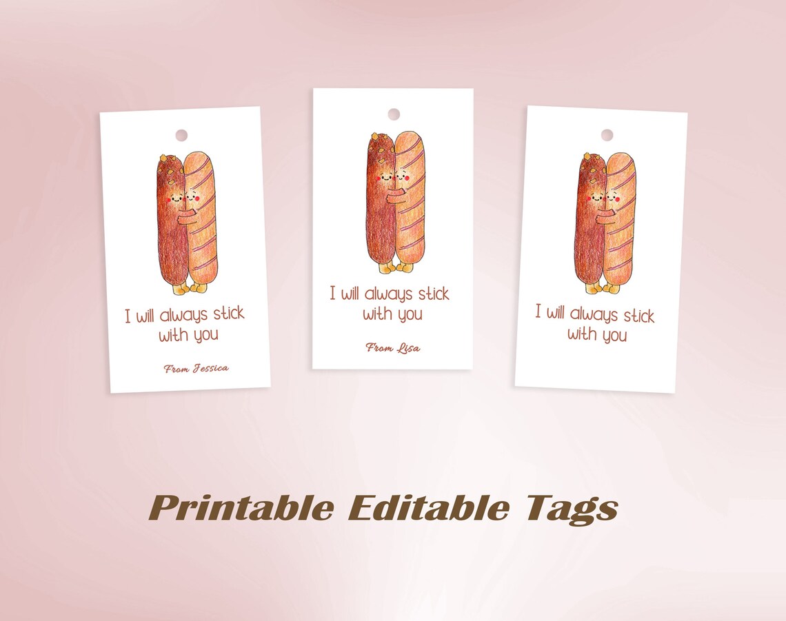 EDITABLE Printable Gift Tag, Valentine's Day Tag, Pepero Day Gift Tag ...
