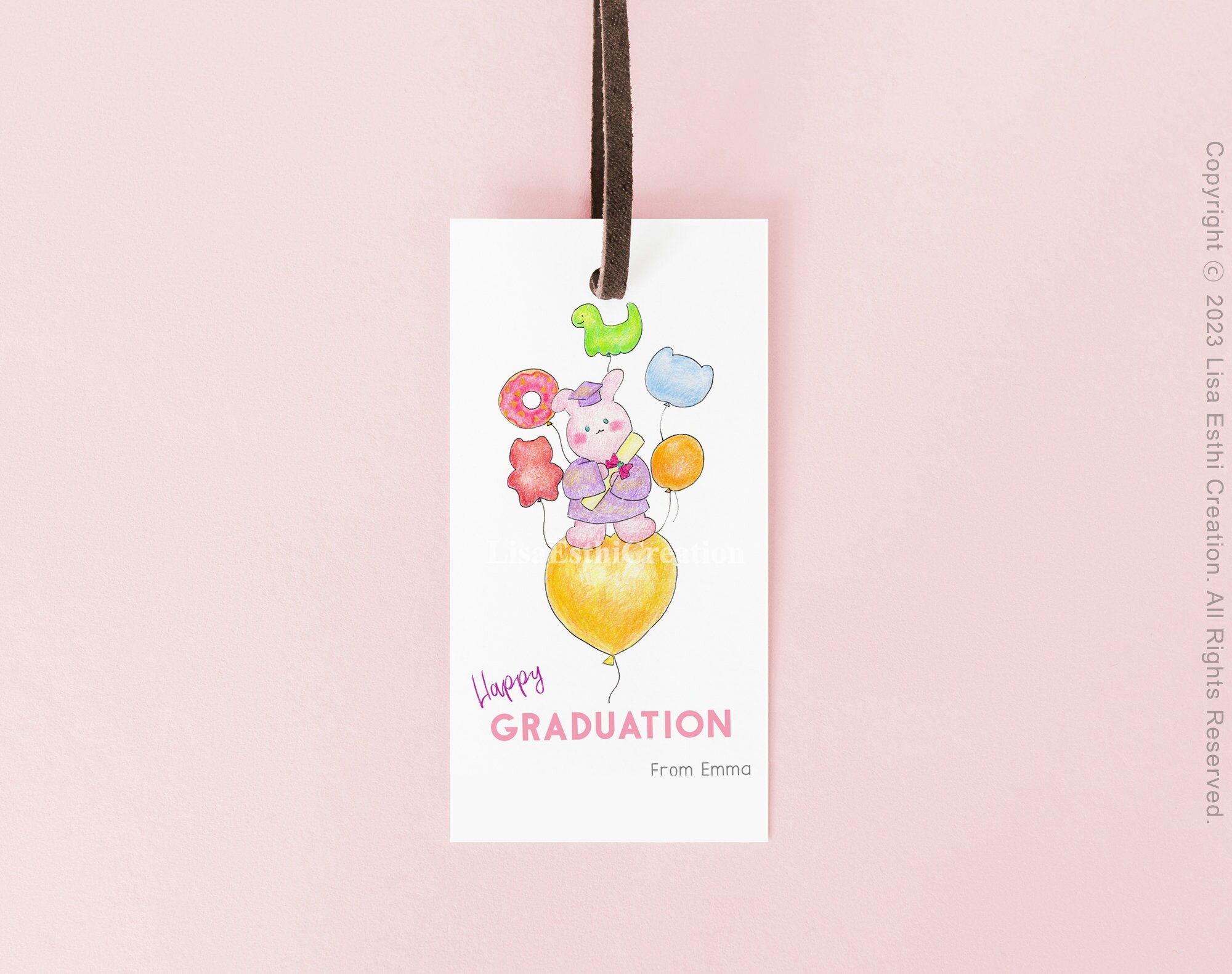 Printable Graduation Gift Tag, Cute Rabbit Tag, Kindergarten Primary ...