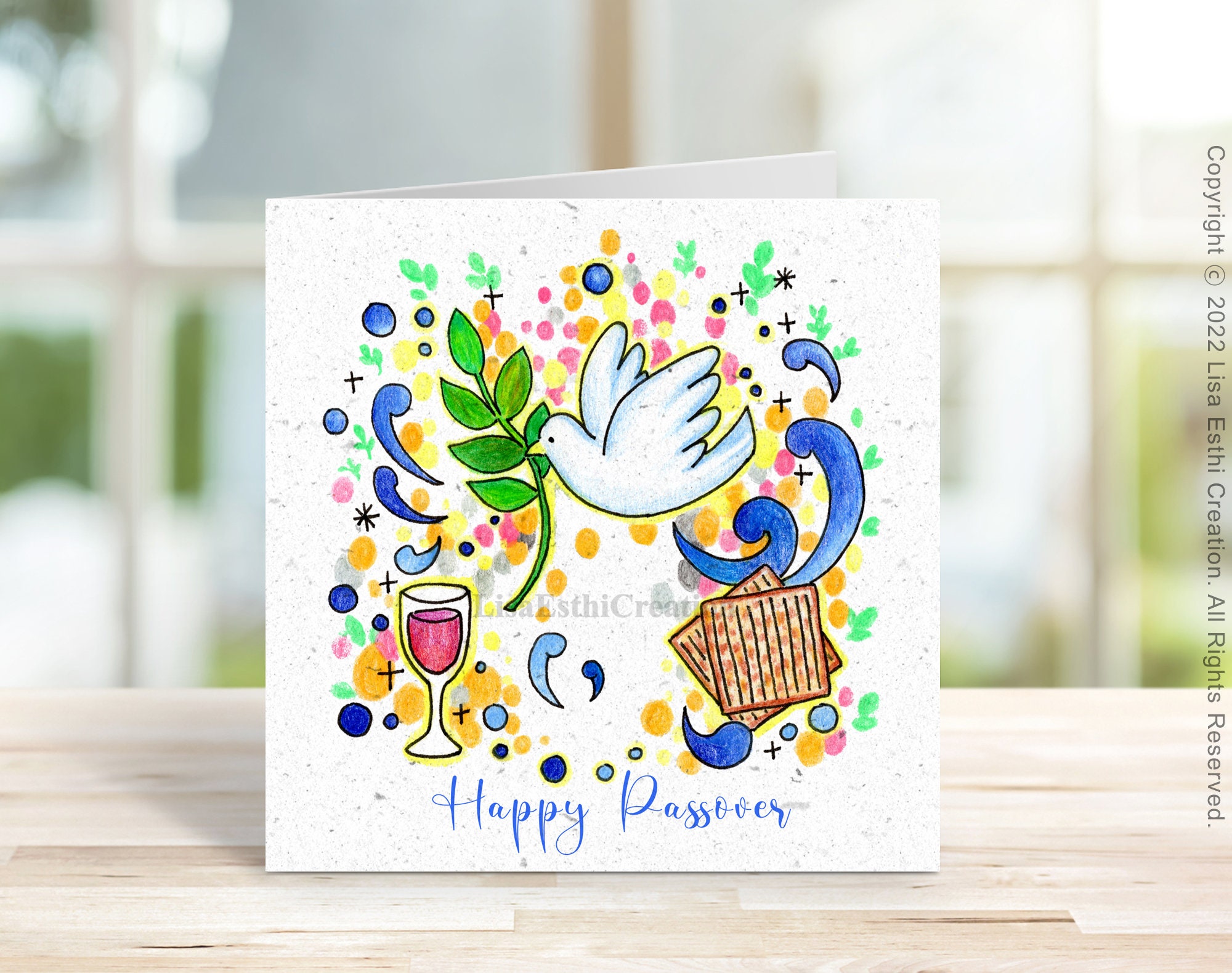 Printable Passover Card, Dove Seder Happy Passover Card, Pesach Card ...