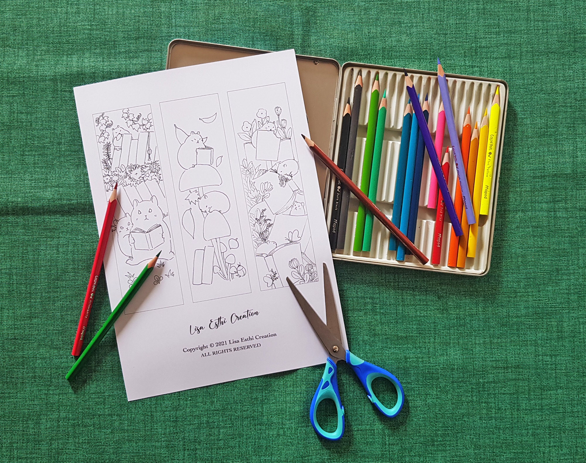 Printable Bookmark Set, 3 Coloring Bookmark Bundle With Pika ...