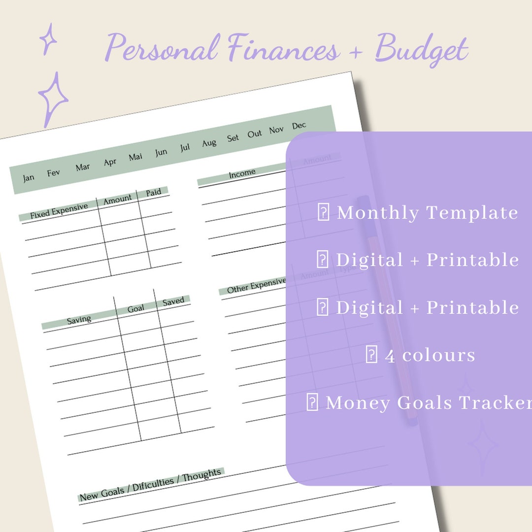 Budget Planner to Organize Your Personal Finances Monthly ! Track Your ...