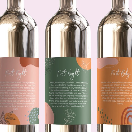 Printed Marriage Milestone Wine Bottle Labels Wedding Gift - Etsy