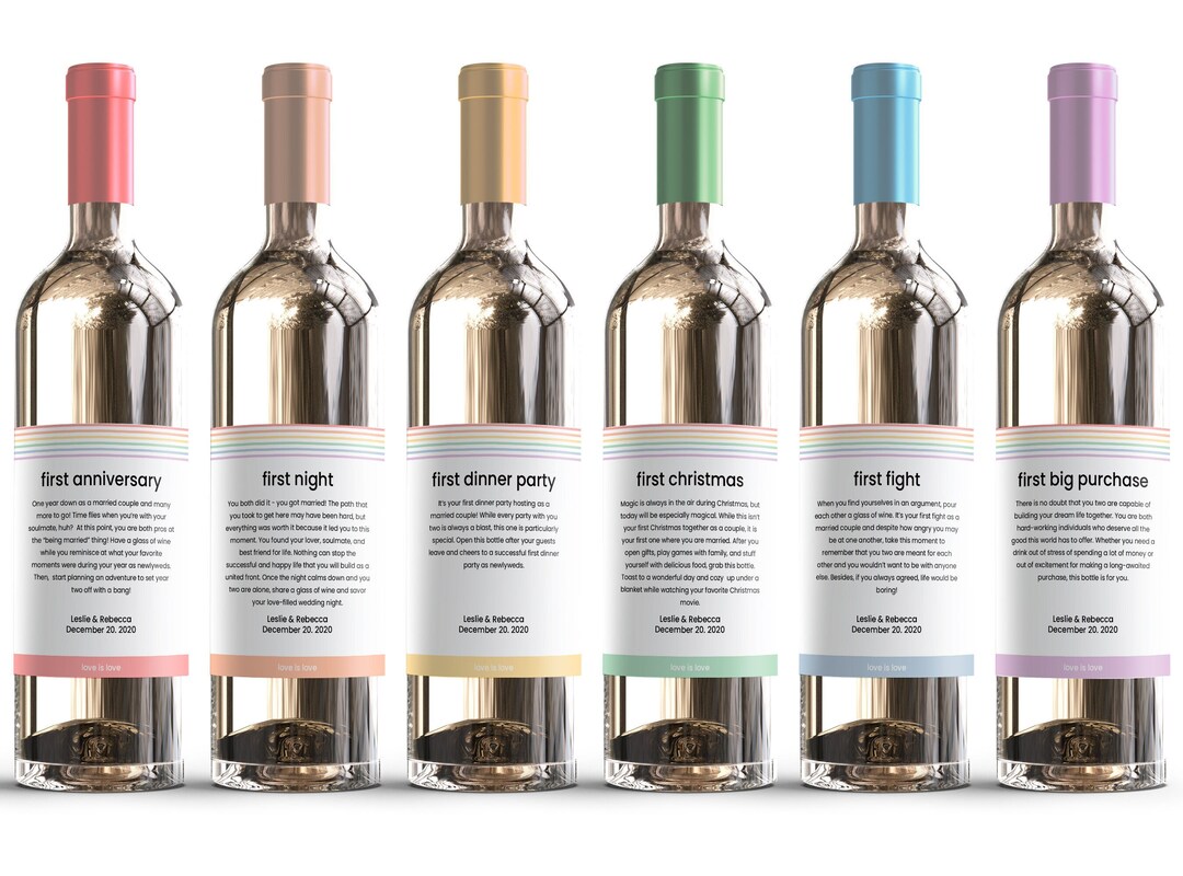 Gay Engagement Gift, Pride Wedding, Marriagemilestone Wine Labels ...