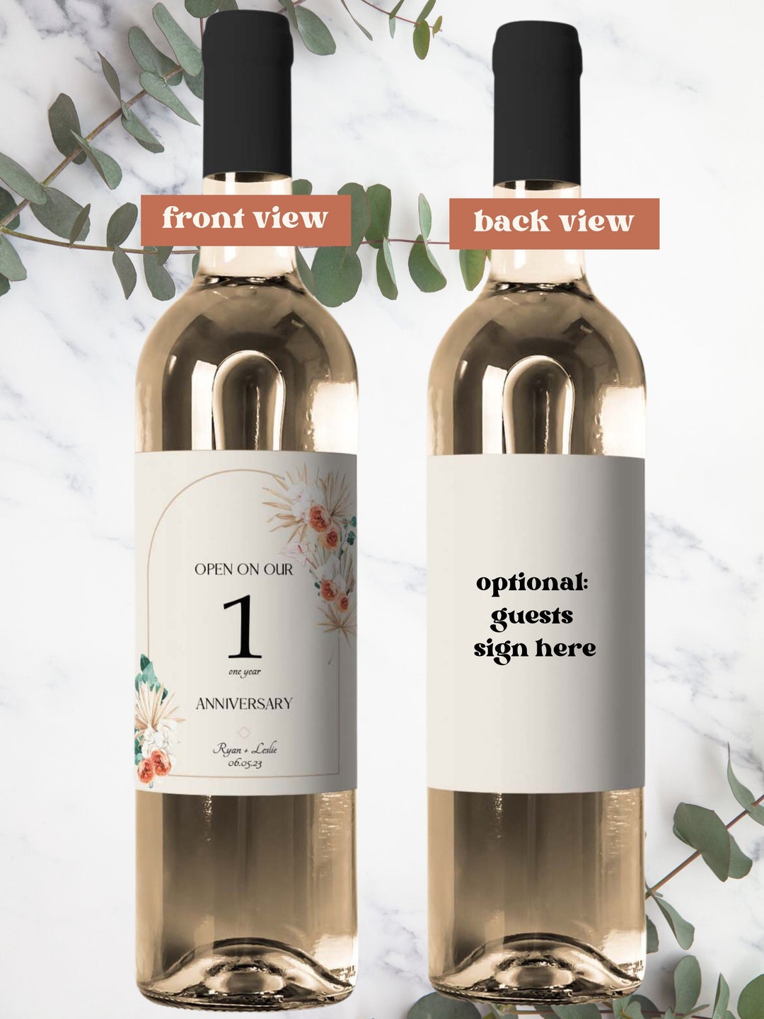 ANNIVERSARY Milestone Guest Book Wine Labels | Wedding Guest Book ...