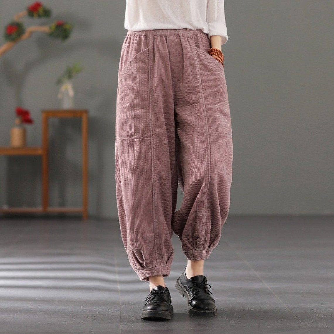 Cotton Corduroy Pant Elastic Waist Pants Womens Soft Warm - Etsy