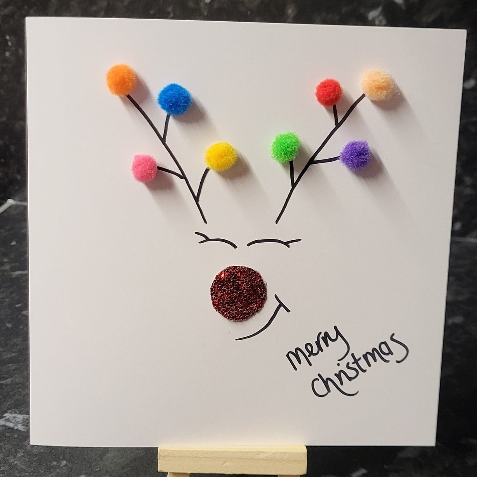 Reindeer Pom Pom Fun Christmas Cards - Etsy UK