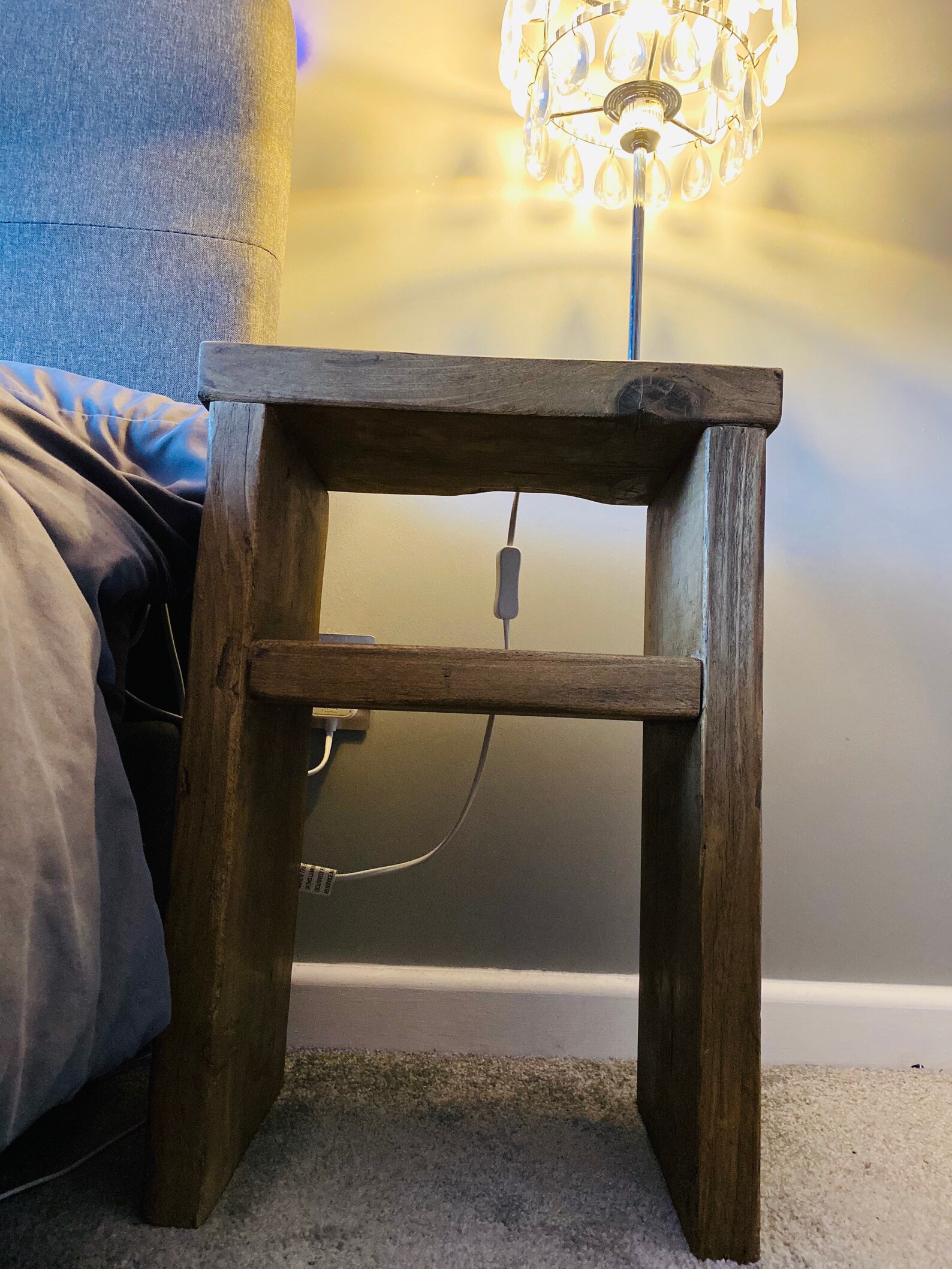 Wooden Bedside Table With Shelf Reclaimed/ Handmade Rustic - Etsy UK