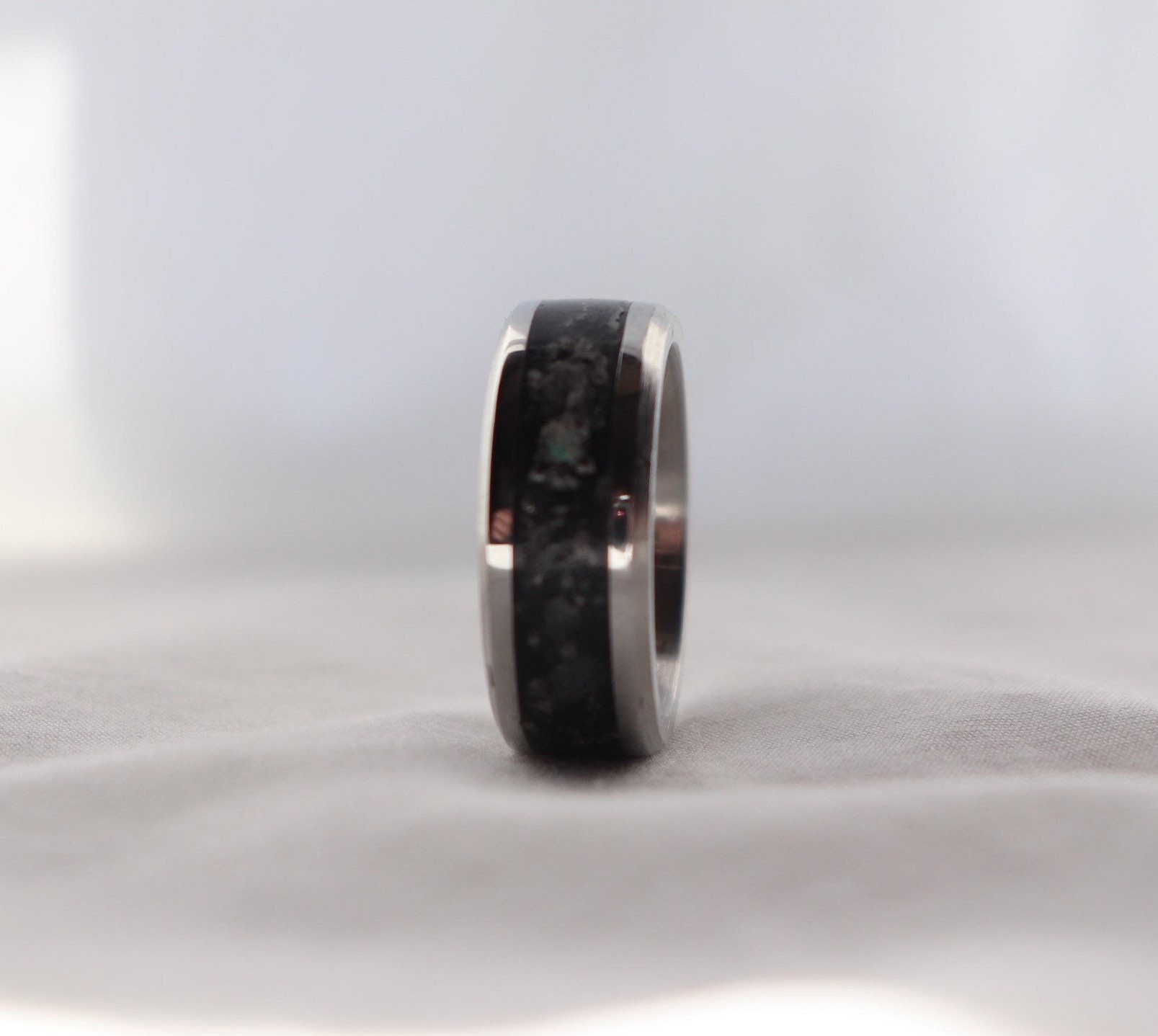 The Nighttime Sky Diamond Meteorite and Opal Inlay Glow Ring | Etsy