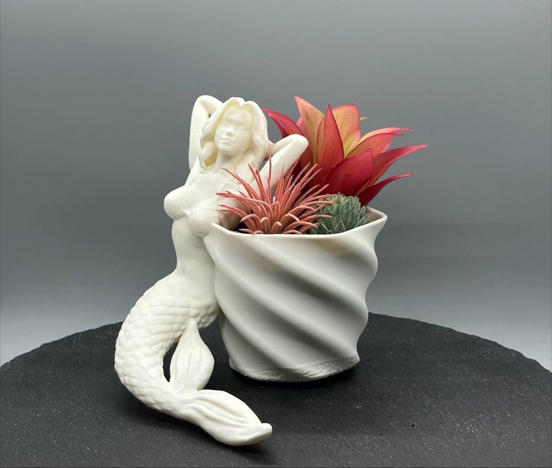 Mermaid Planter - Unique Design for Plants, Versatile Use, 3D Printed ...