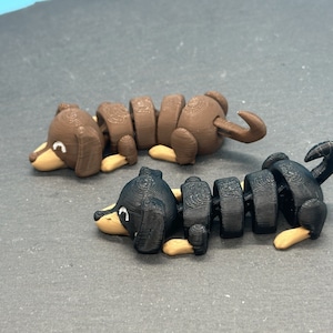 3D Printed Articulated Mini Dachshund Dog - Fidget Friend Animal, Baby ...