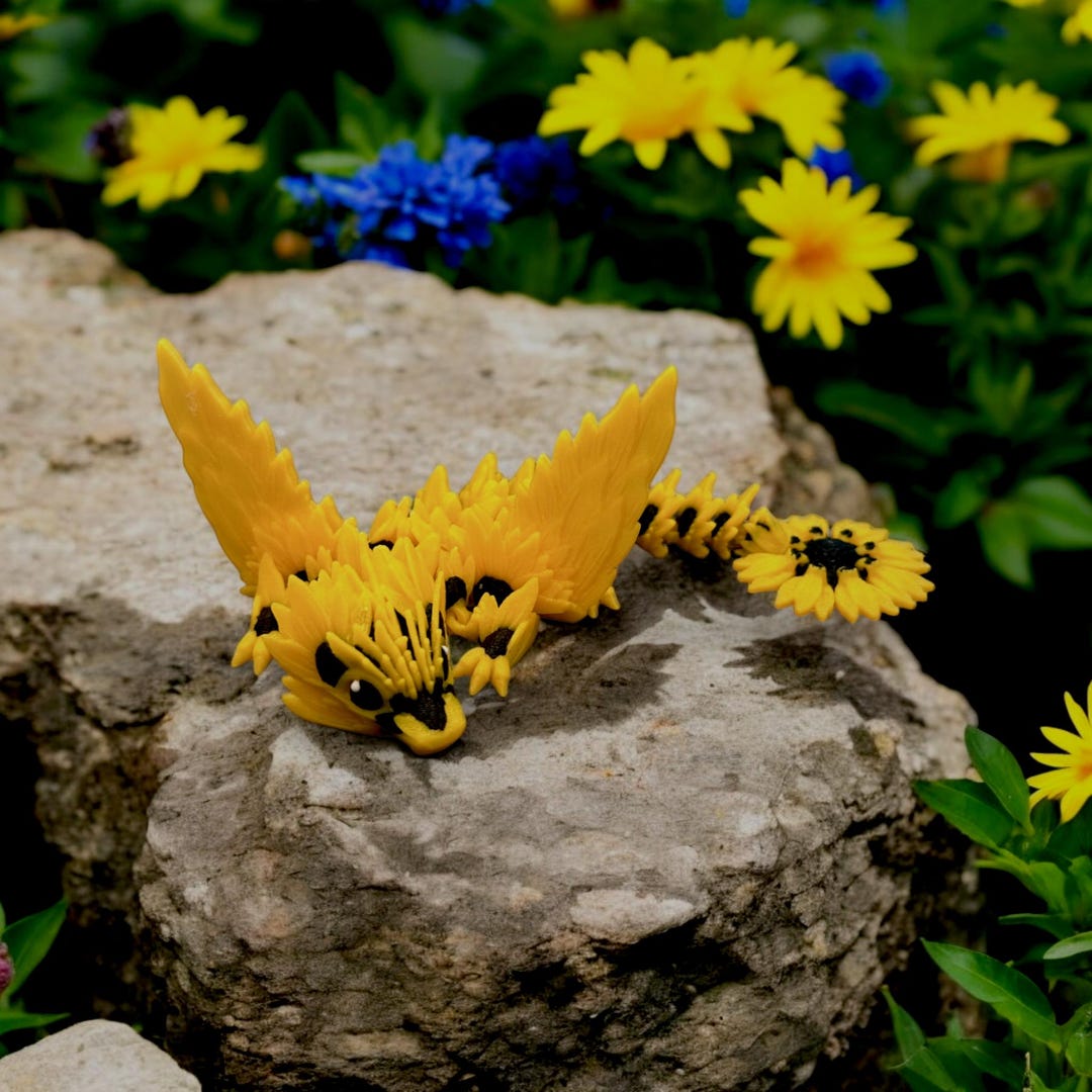 Winged Sunflower Dragon, Flexi Dragon, Fidget Articulated Winged ...