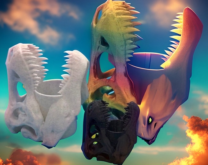 T-rex Planter, Dinosaur Plant Pot, Dino Skull Planter, Fossil Planter ...