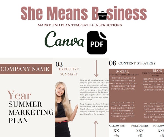 Marketing Plan CANVA Template Business Plan How to | Etsy