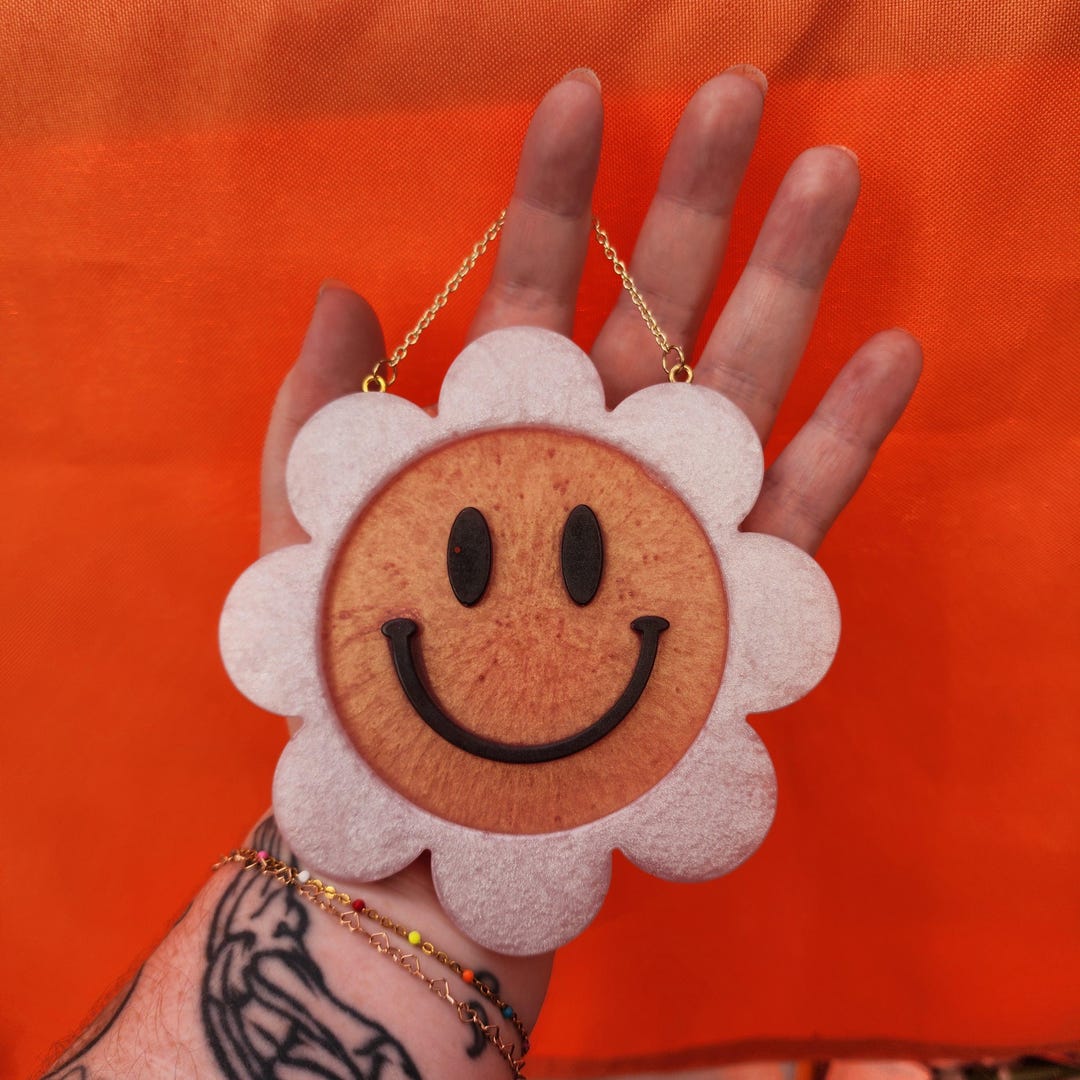 Peach and White Smiley Face Wall Decor - Etsy