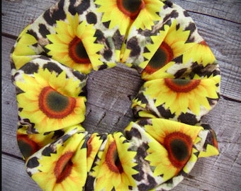 Cheetah Cow Print Sunflower Scrunchie | Etsy