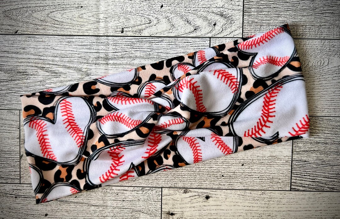 Cheetah Print Heart Baseball Print Twist Headband-sports - Etsy