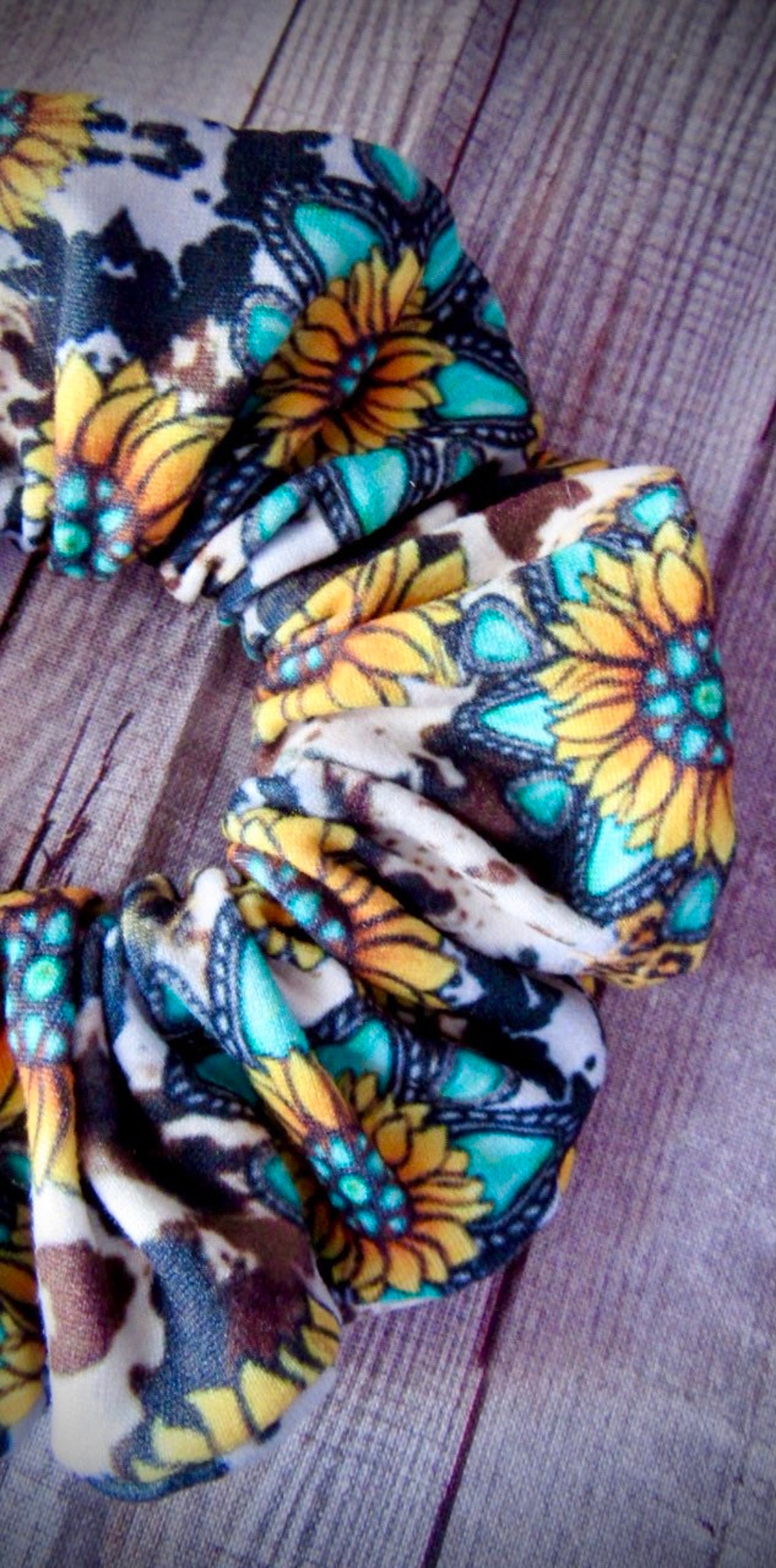 Cheetah Cow Print Sunflower Scrunchie - Etsy