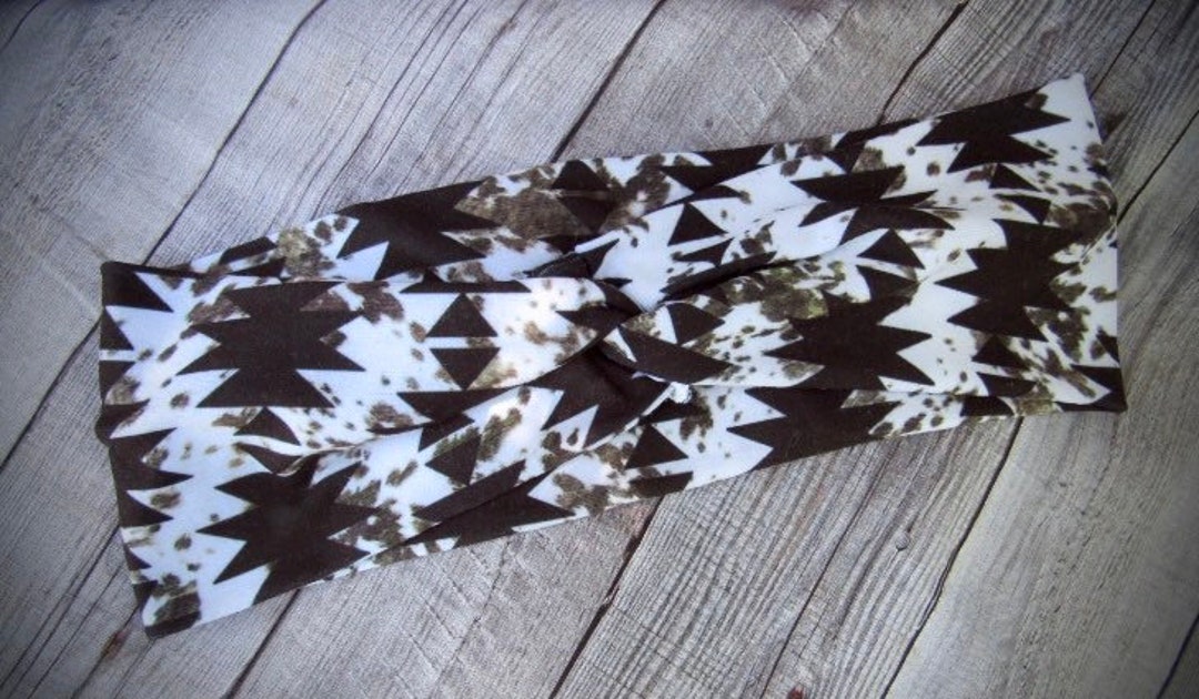 Aztec Cow Print Twist Headband - Etsy