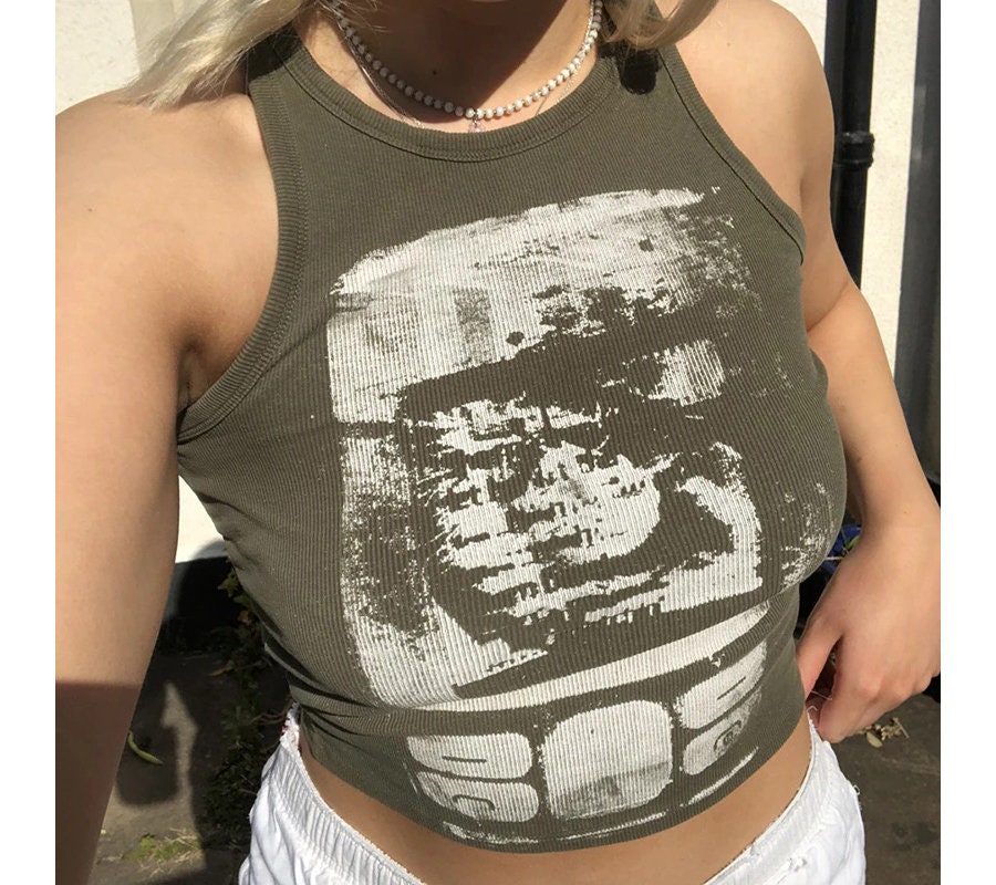 Graphic Print Crop Top Tank Top Y2k Streetwear Etsy