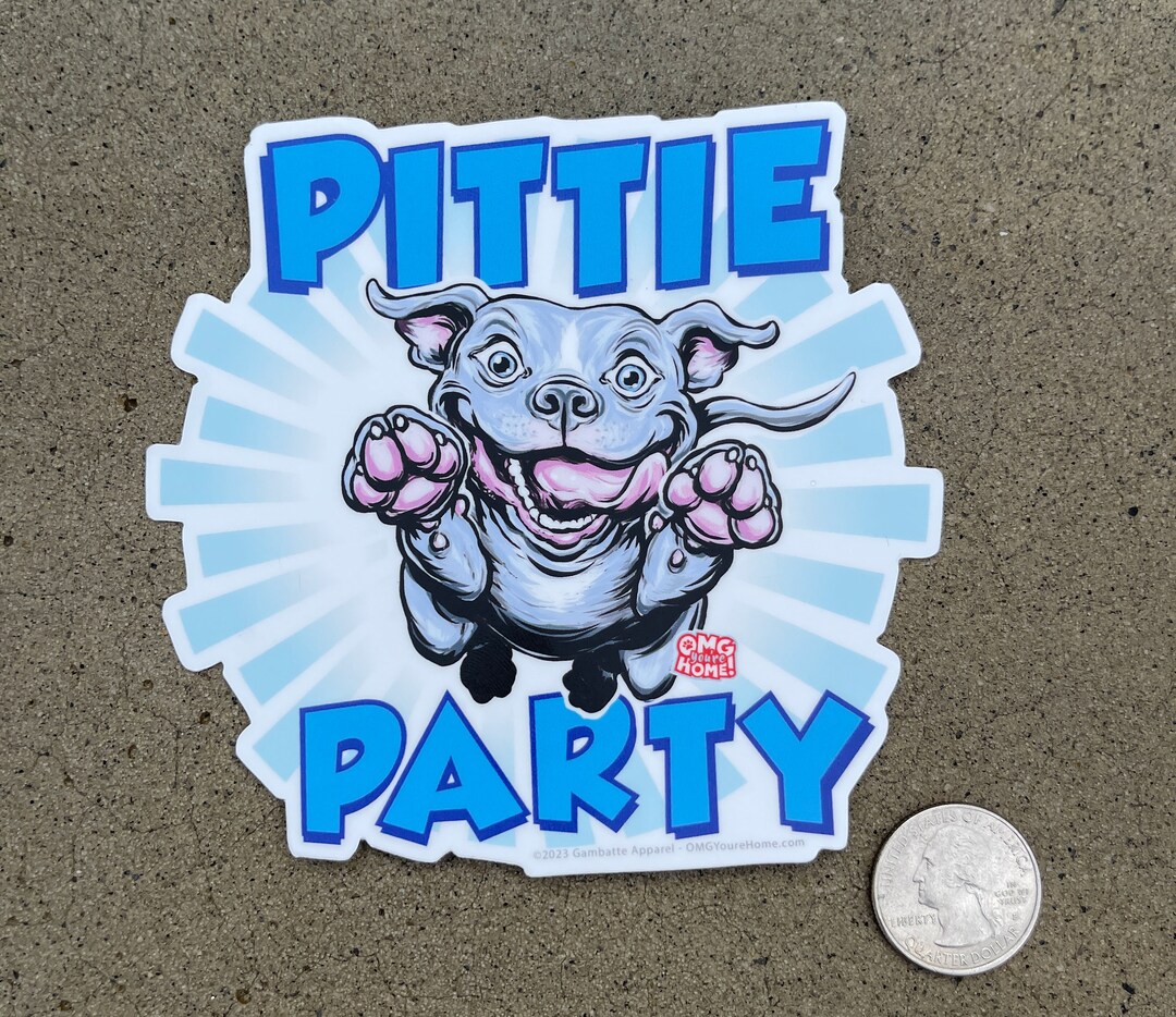 Funny Pittie Party Blue Nose Pitbull Decal Weatherproof Sticker Pit ...