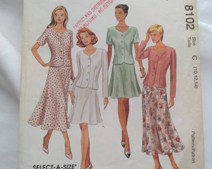 Mccall's 8102 Miss Size C 10-12-14 Pattern Cut Vintage 1996 Adult Woman ...